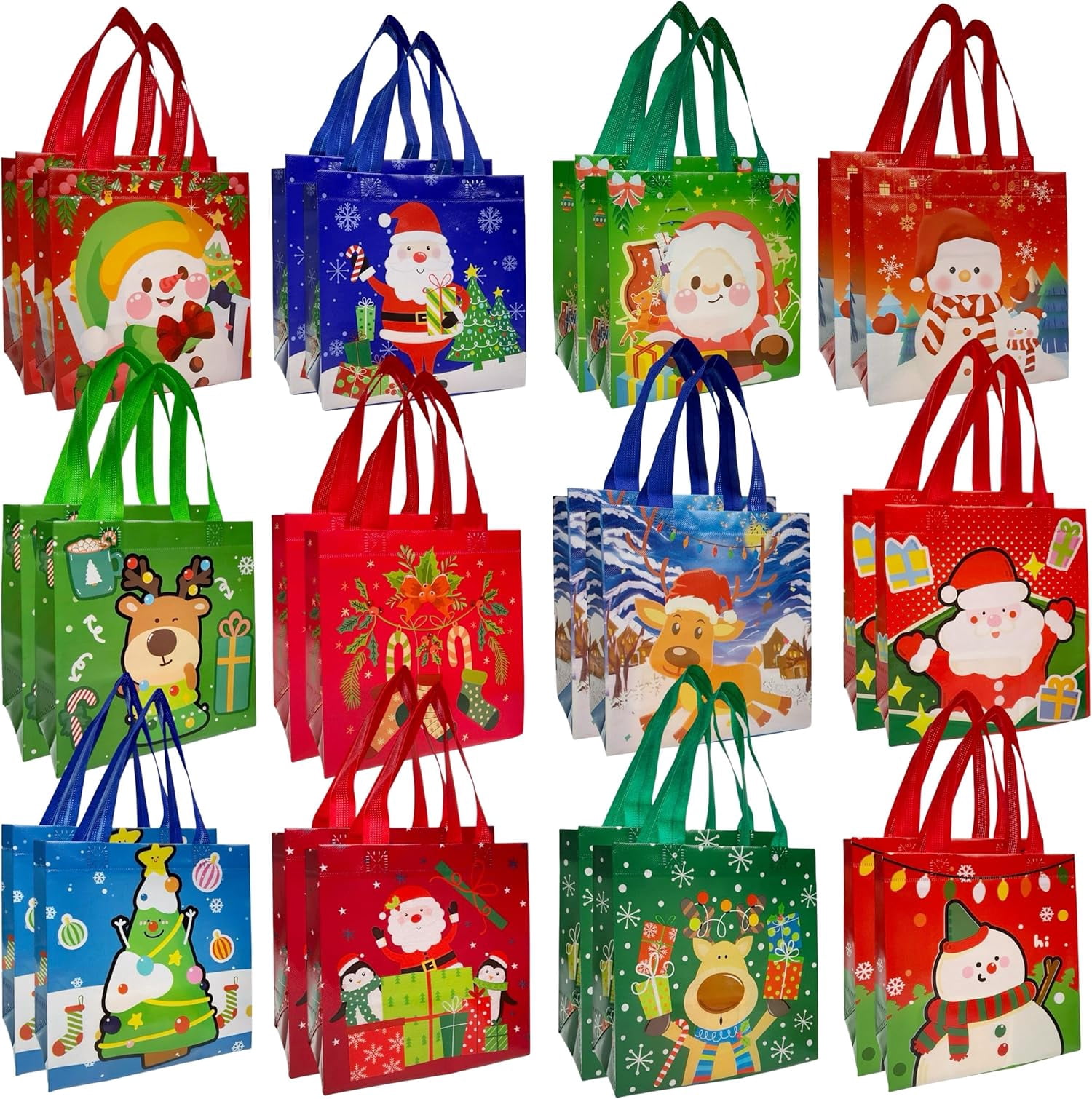 24 Christmas Bags Wrap with Handles - Tote Bags , Xmas Gifts Wrapping ...