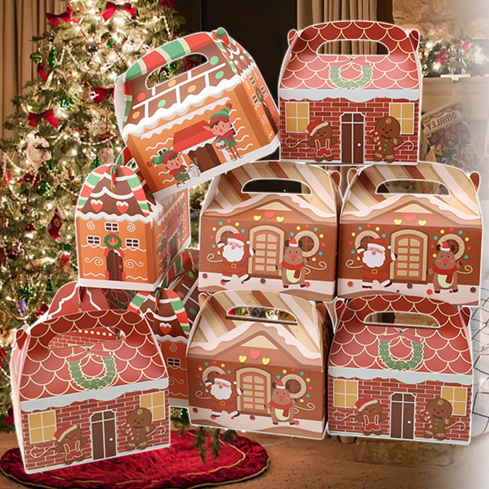 24 Christmas Gift Boxes Holiday Cookie Tinsr with Handles 6.29"x3.54"x5 ...