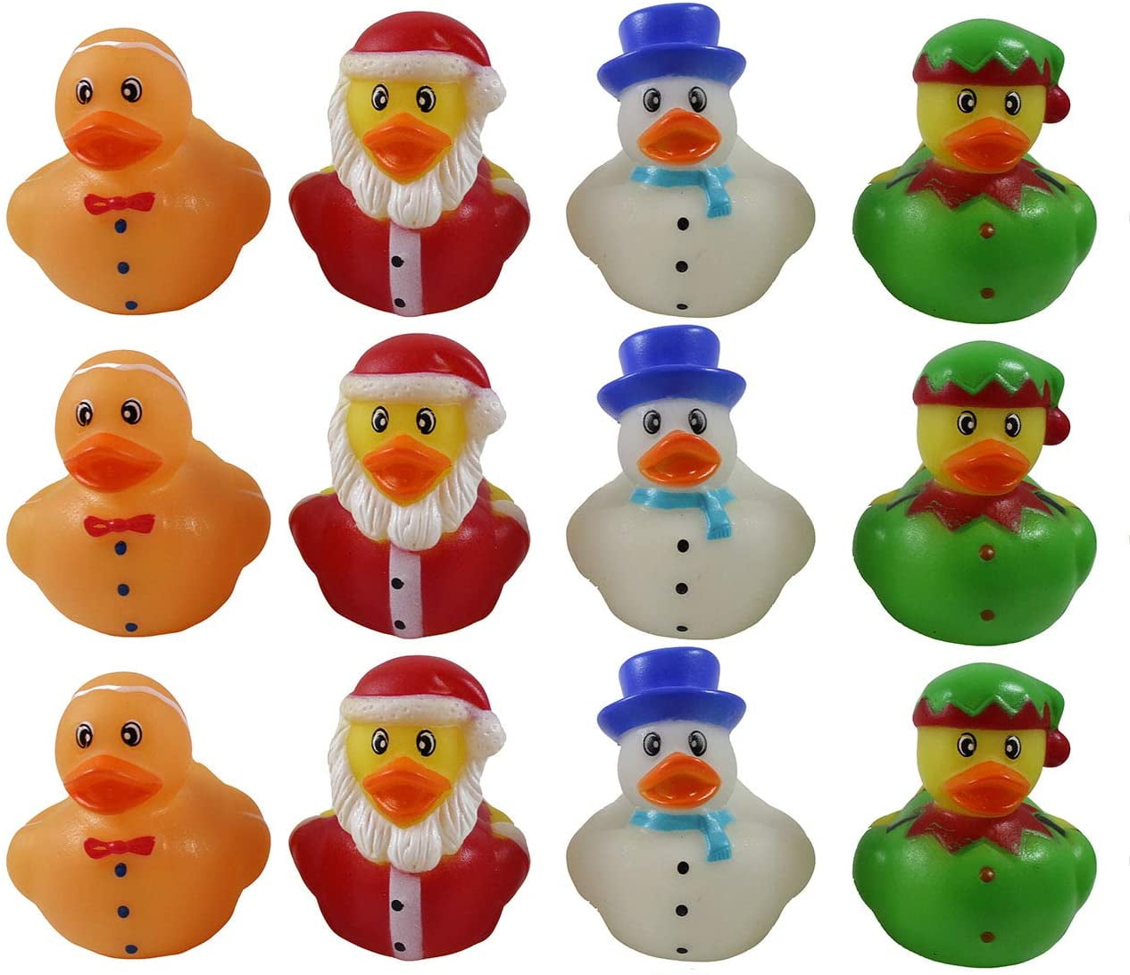 24 Christmas Rubber Duckies - Santa, Gingerbread Man, Snowman, and Elf Ducks - Cute Holiday ...