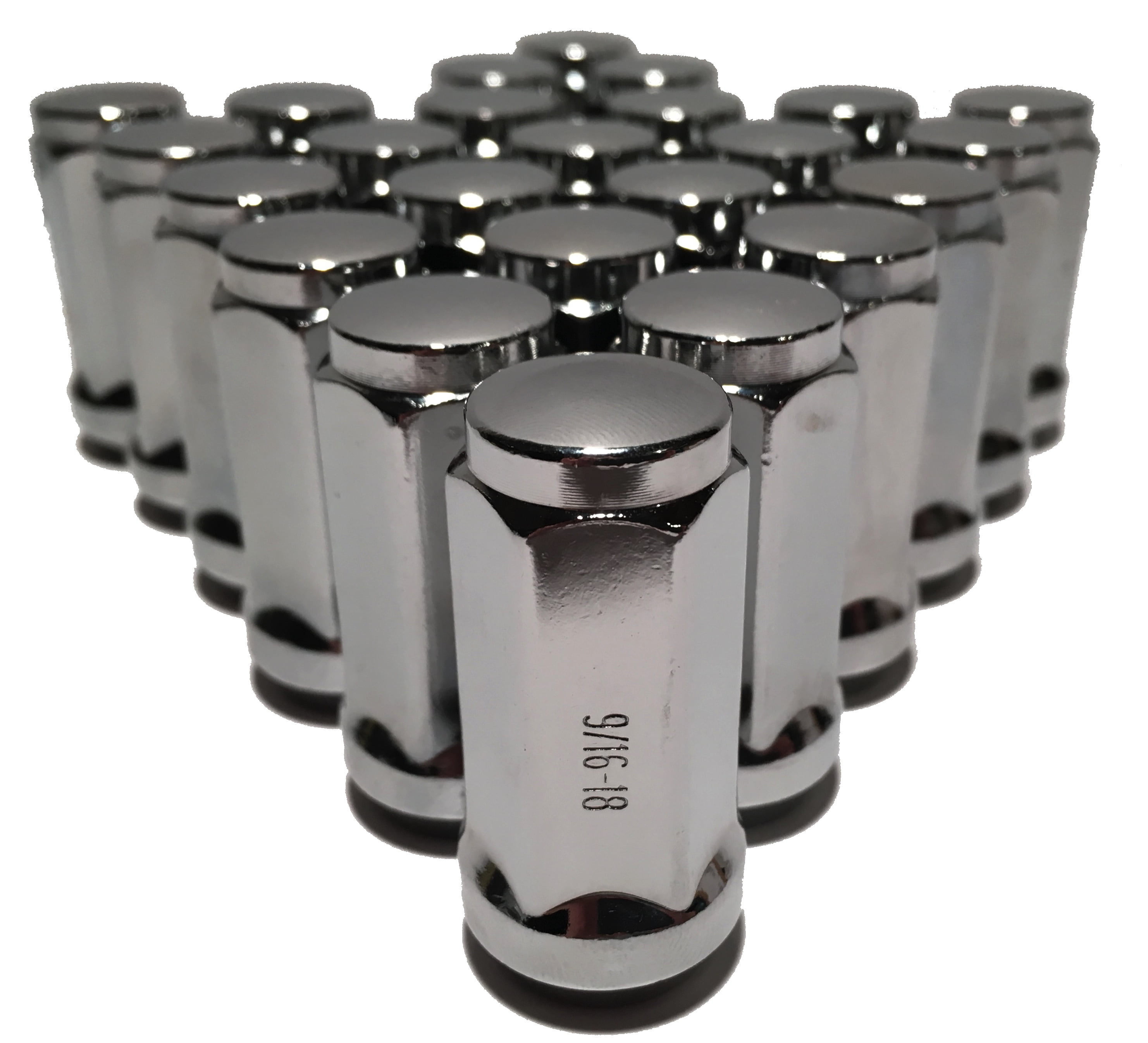 24 Chrome 9/16 Truck XL Long Acorn Lug Nuts Dodge Ram Chevy Ford 1.9 ...