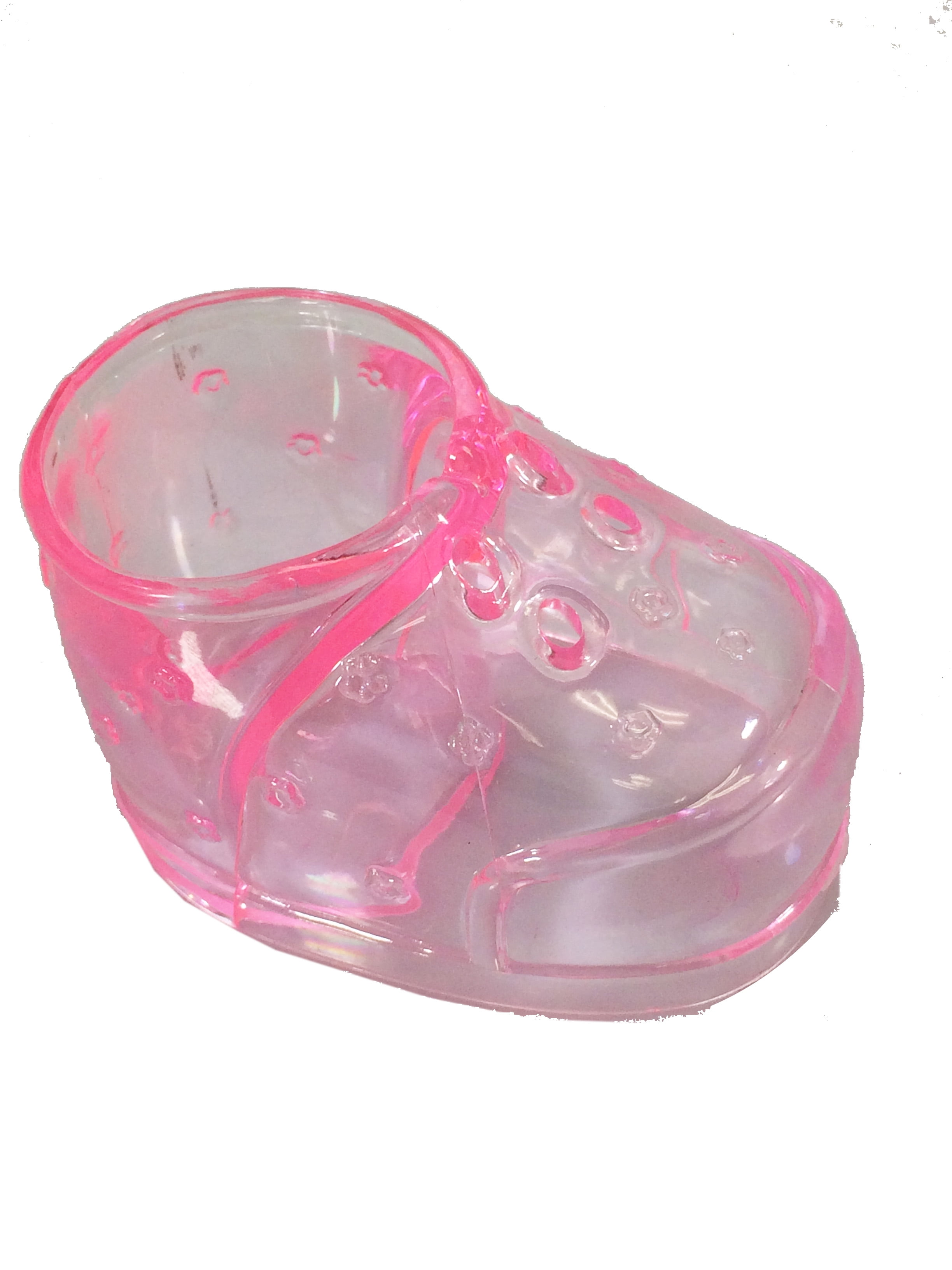 24 Clear Pink Plastic Baby Booties for Baby Shower Favors, and ...