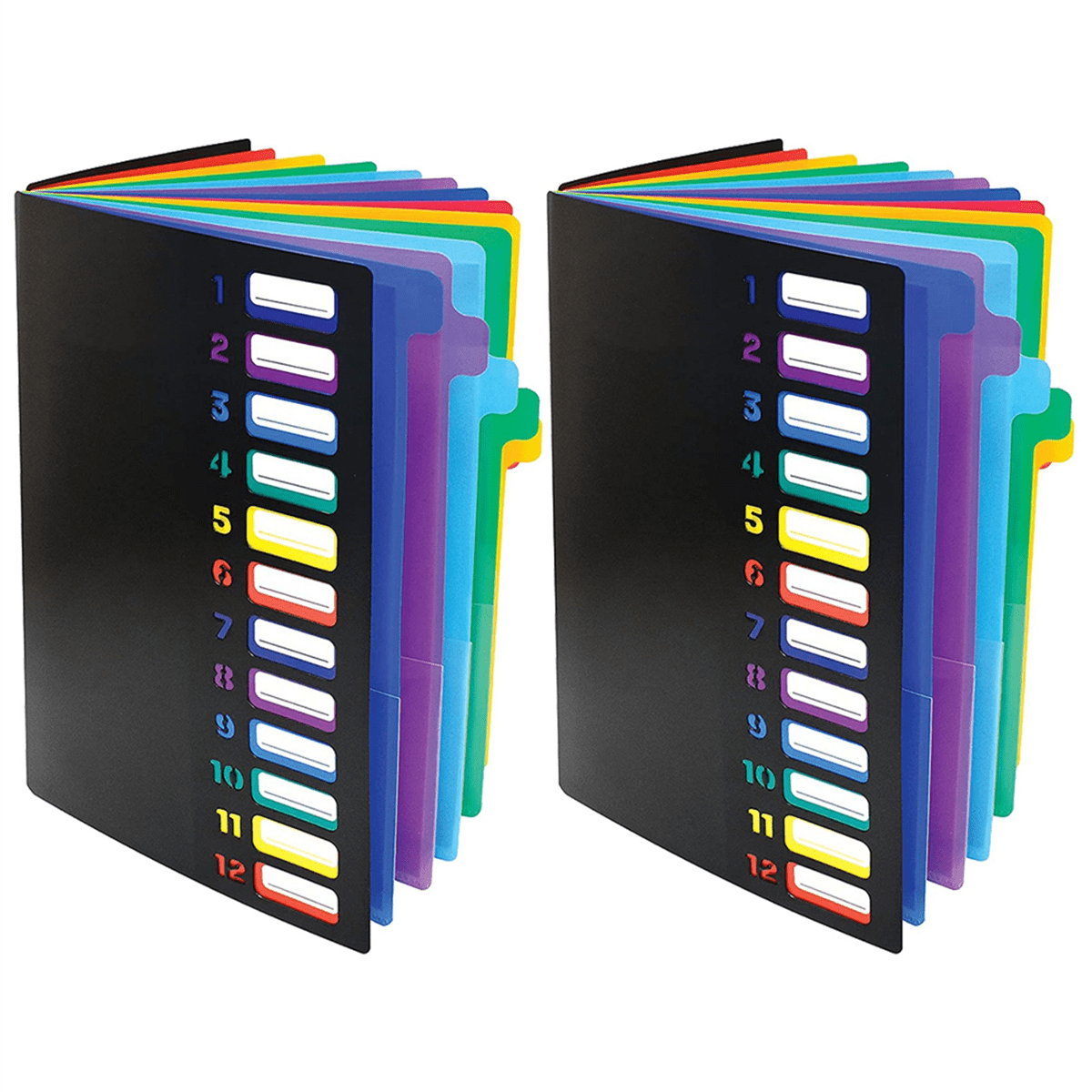 24 Clear Pocket Expanding File Folder 12 Colored Tabs,Holds 300 Sheets ...