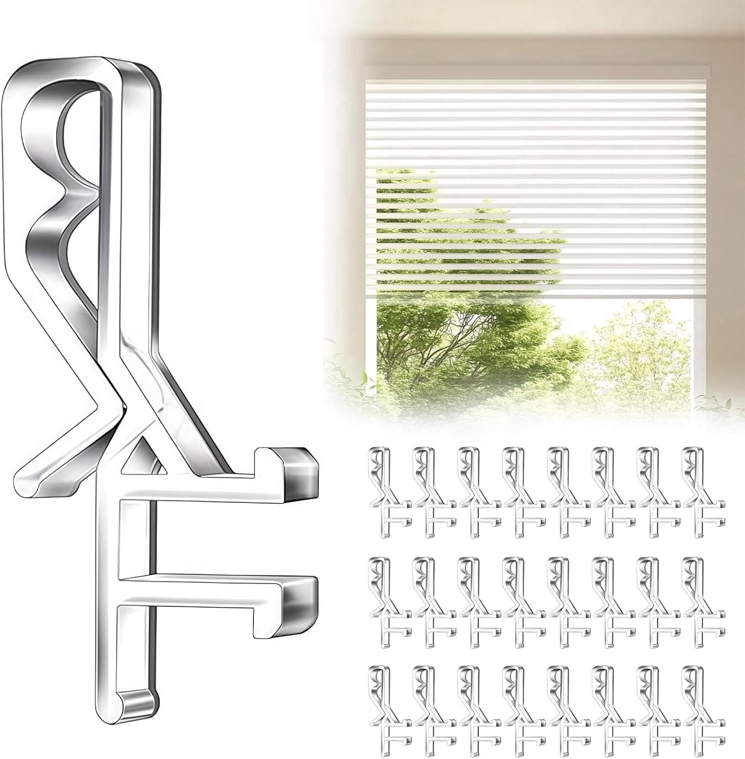 24 Clear Valance Clips for Window Blinds , 1.87-Inch Universal Hidden ...