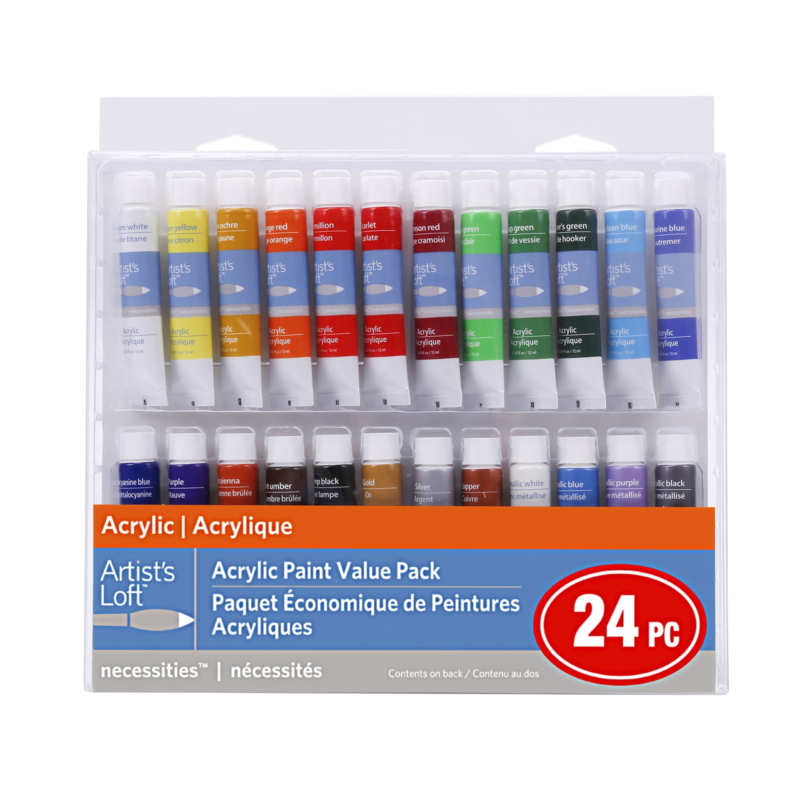24 Color Acrylic Paint Value Pack by Artist s Loft Necessities Walmart