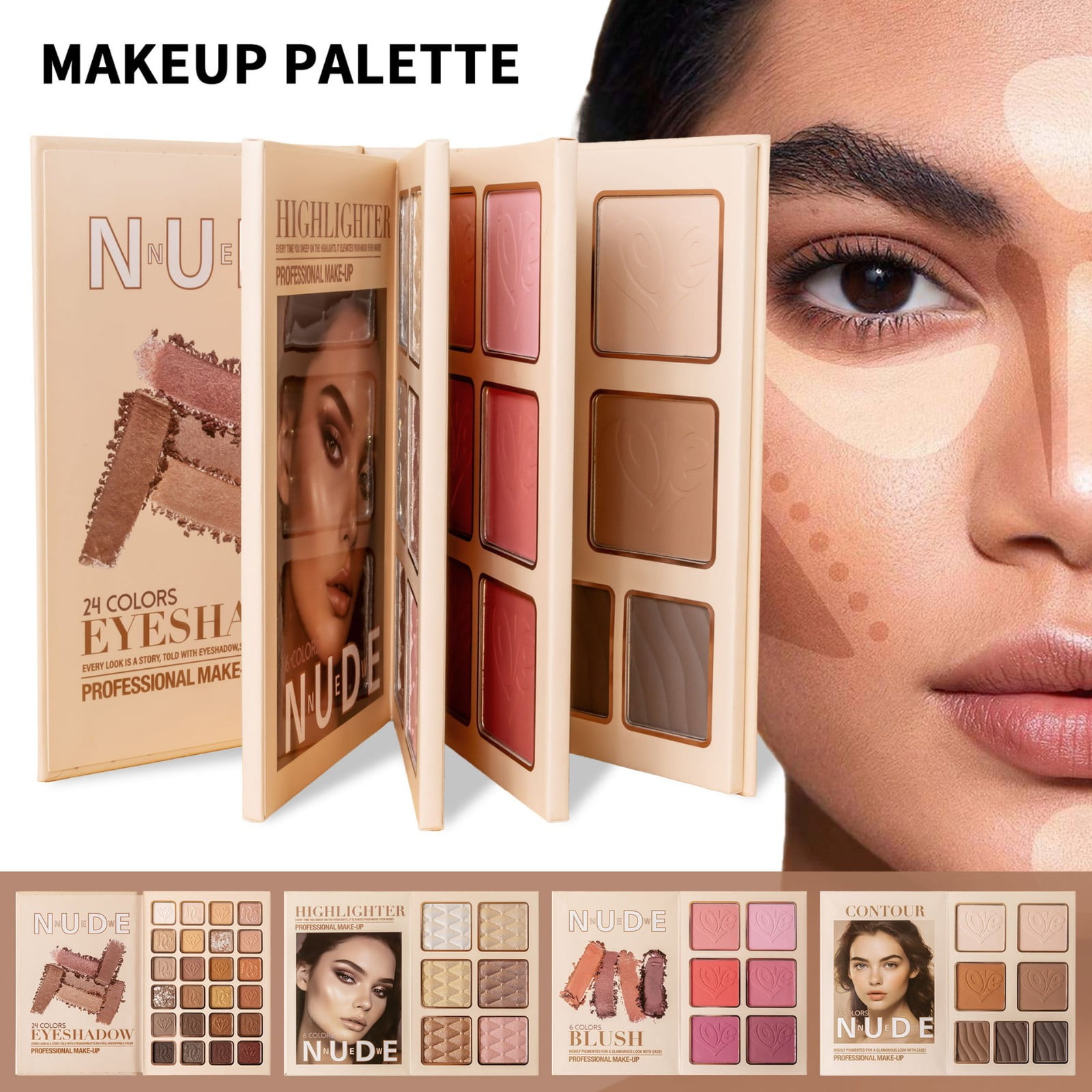 24-Color Eyeshadow 5-Layer Book-Style Makeup With 67 Pro Shades All One ...