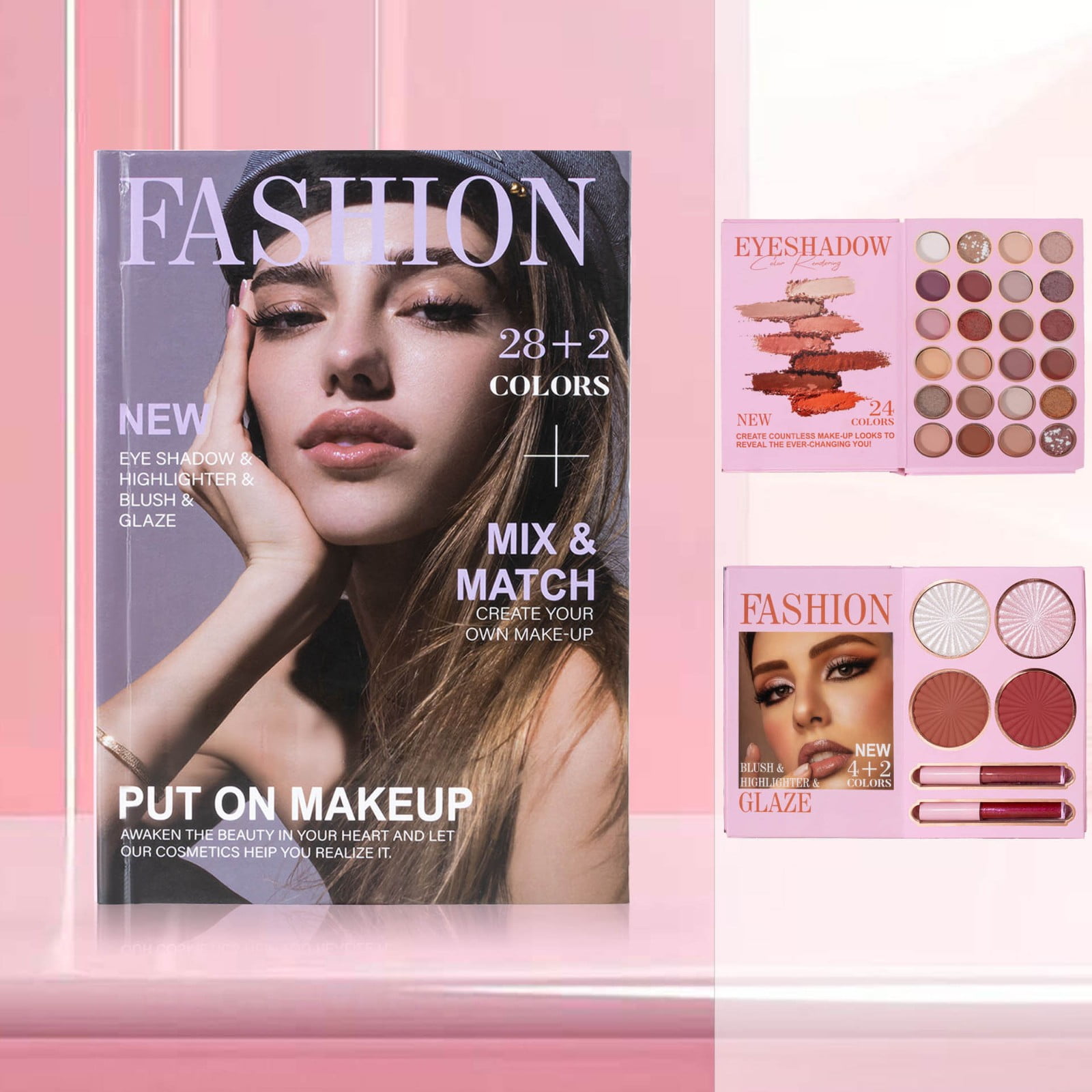 24 Color Eyeshadow Book, Multi-functional Makeup Palette with Blush and ...