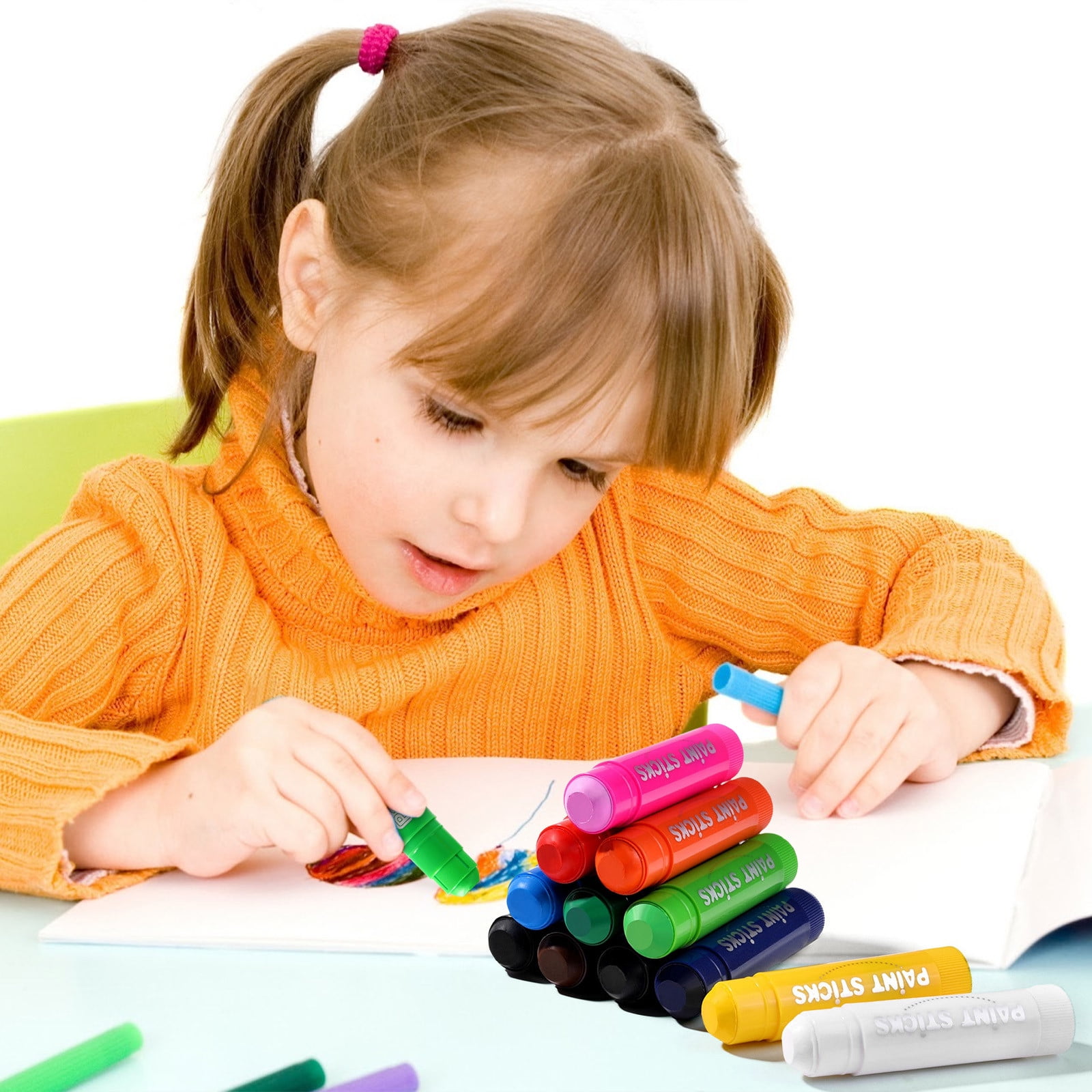 24 Color Paint Sticks For Art Craft,Quick-Drying and Washable Tempera ...