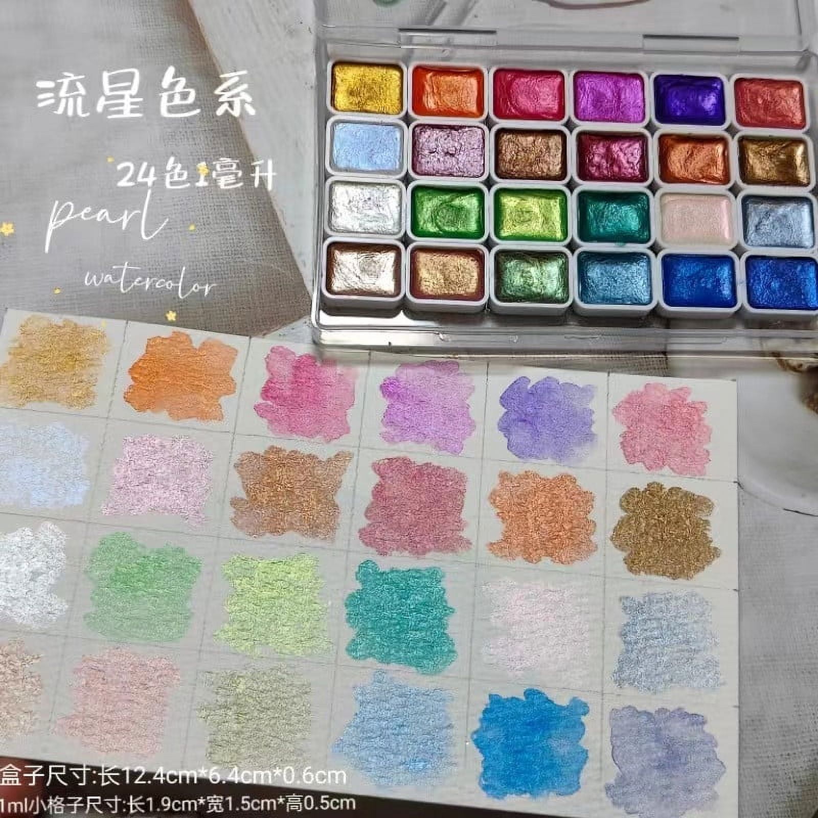 24 Color Pearl Watercolor Paint Set - Solid Pigment Palette for Artists ...