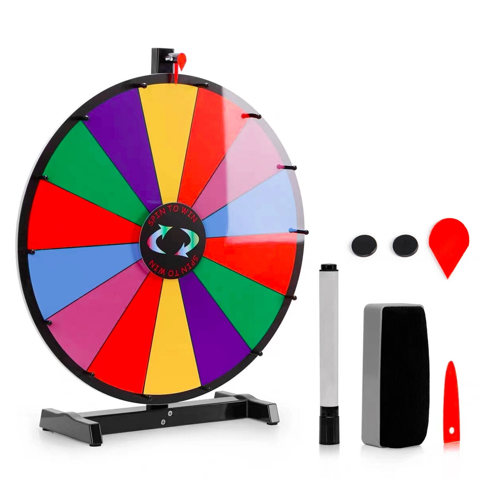 24"Color Prize Wheel Fortune Detachable Stand Carnival Spinnig Game Dry ...