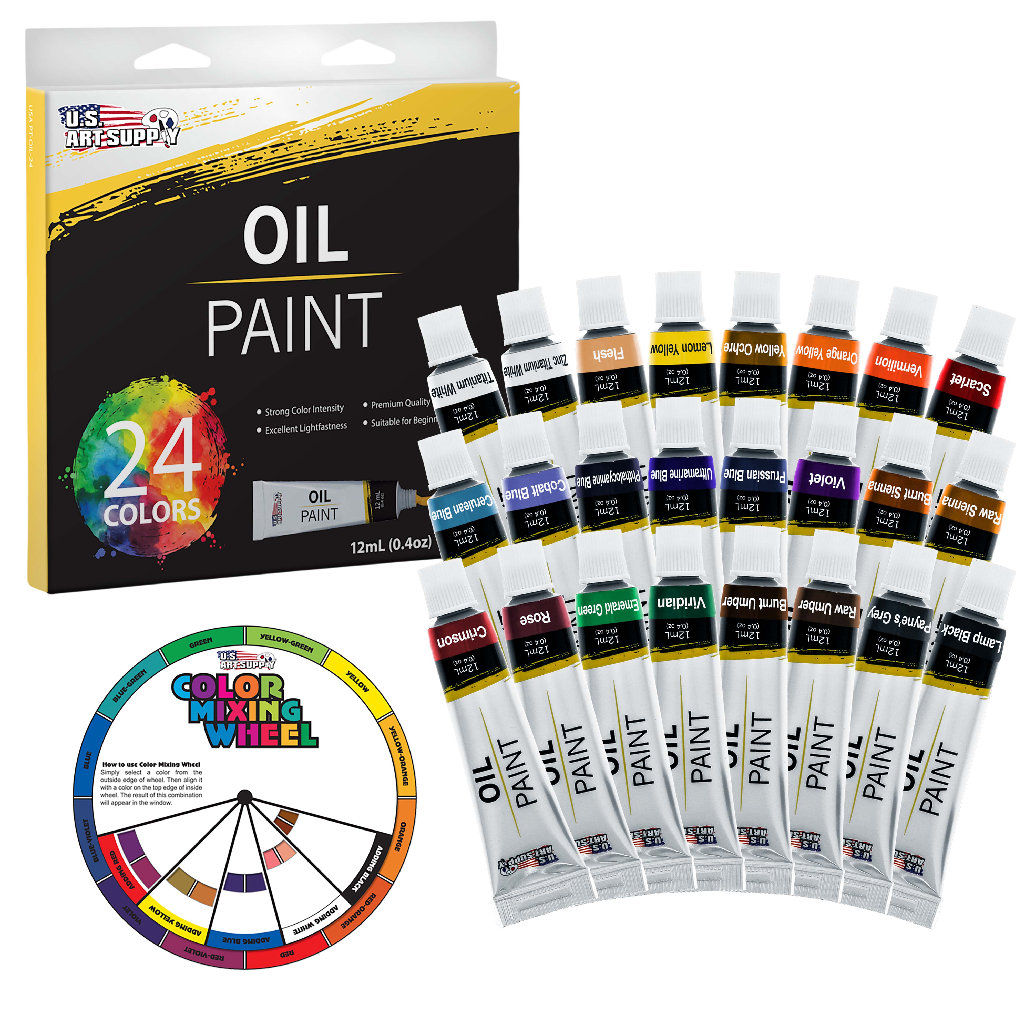 U.S. Art Supply Professional 36 Color Set of Oil-Based Art Paint, 18ml ...