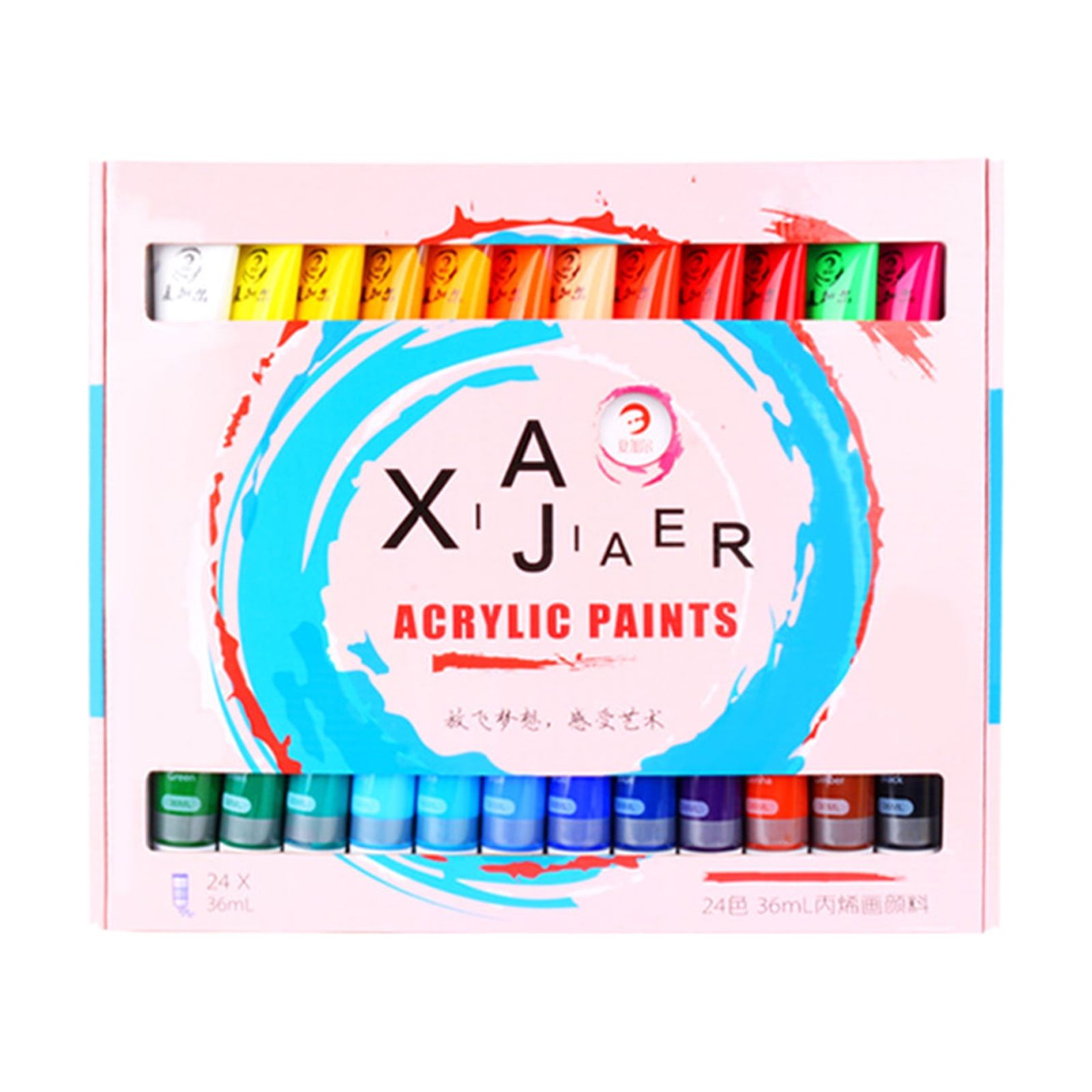 24 Colors Acrylic Paint Set 36ml Each Tube Rich Pigments Art Supplies ...