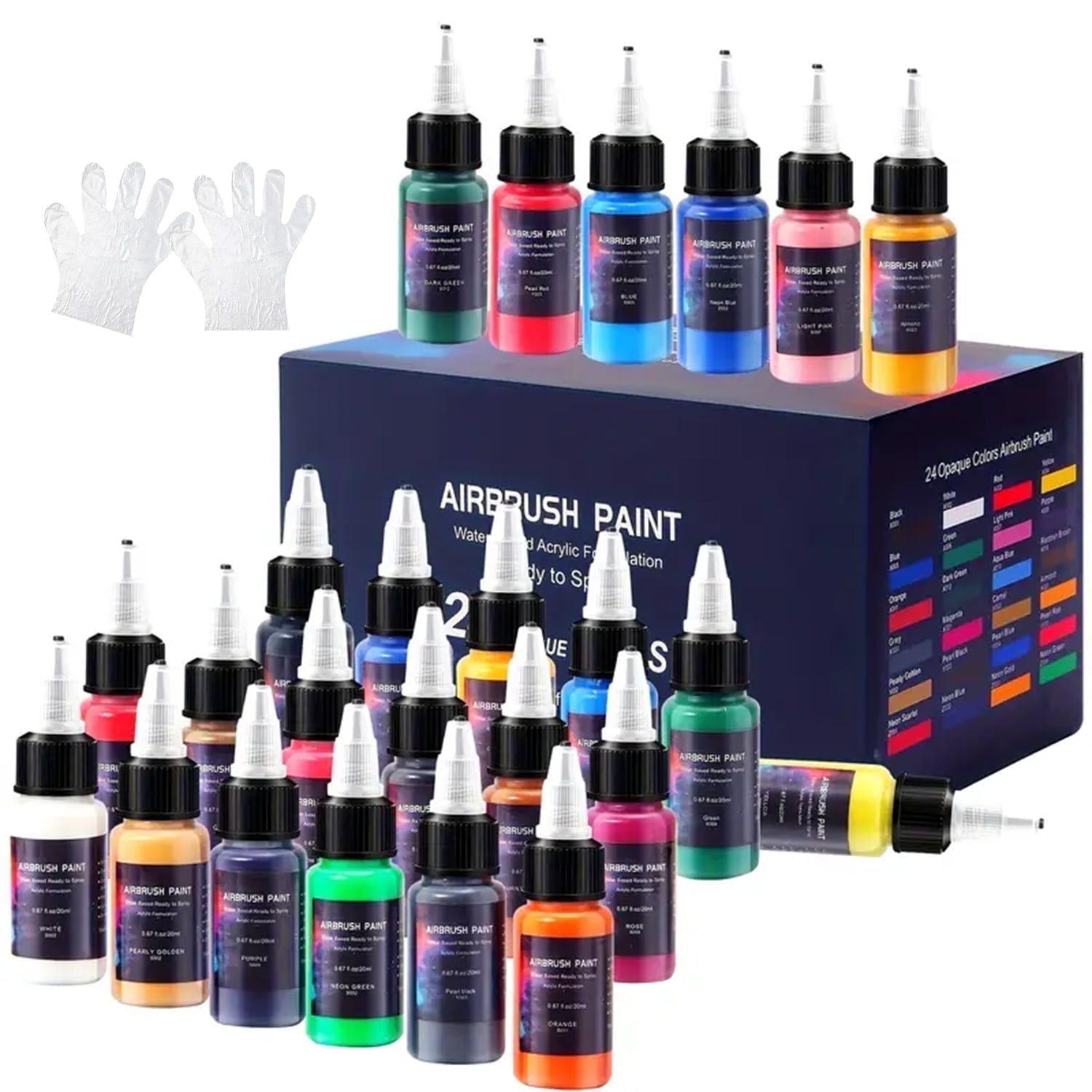 Suriwee 24-Color Acrylic Airbrush Paint Set - Walmart.com
