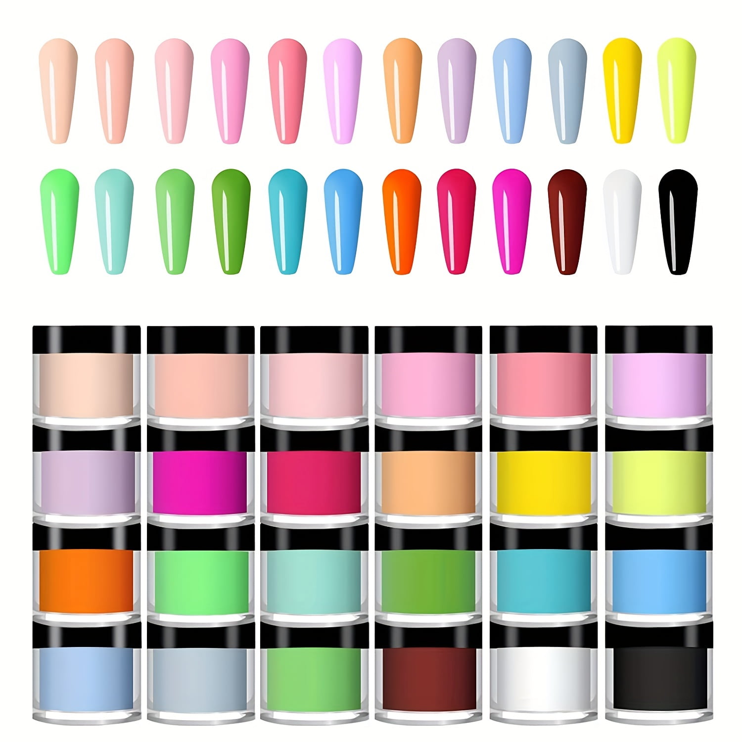 24 Colors Dip Powder Nail Kit Starter Quick Drying Dipping Powder Color ...