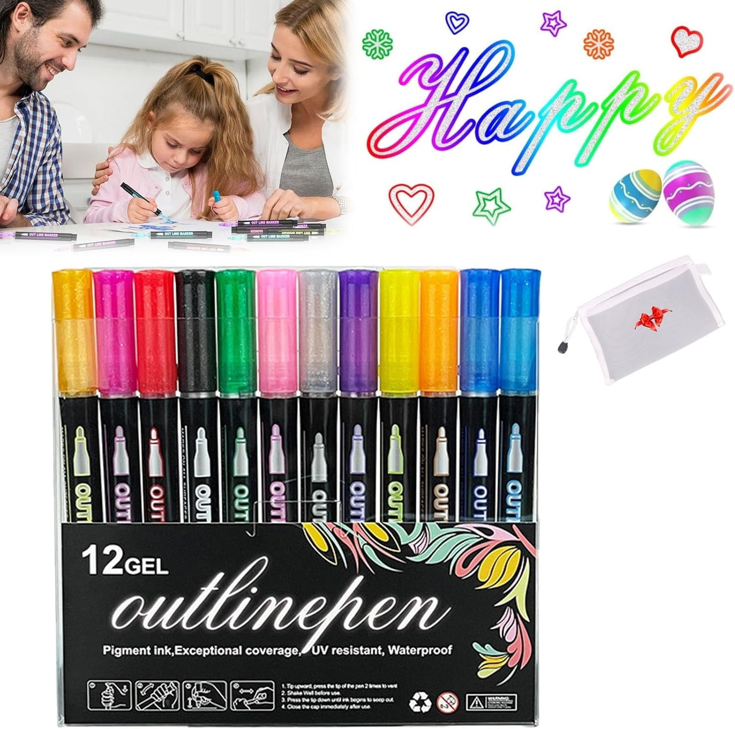24 Colors Double Line Outliner Markers, Coloring Lightstick Graffiti ...