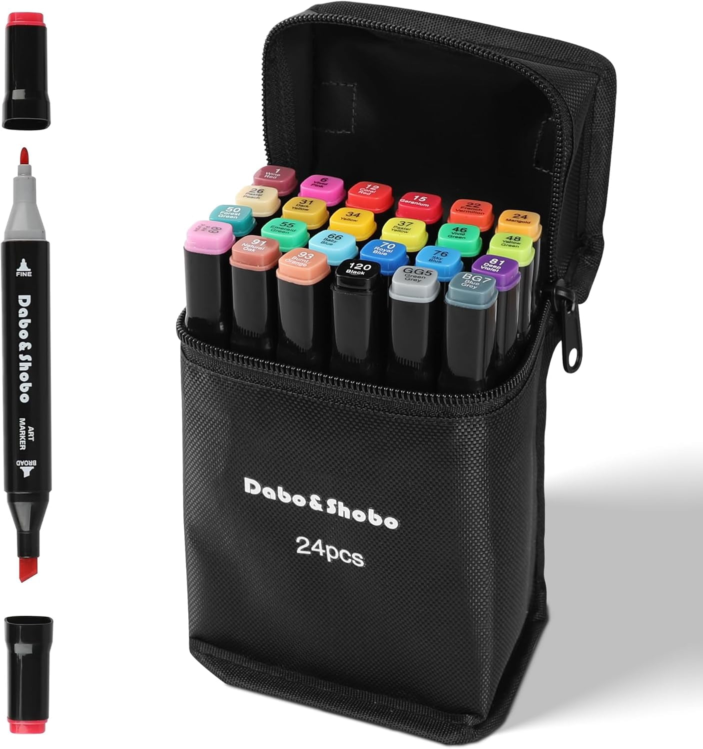 24 Colors Drawing Markers, Dual Tip Art Markers, Coloring Marker For ...