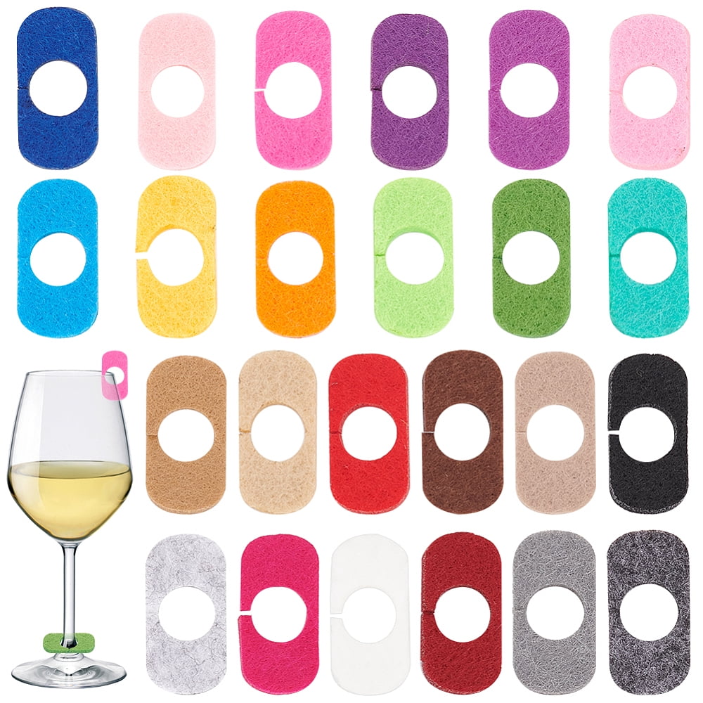 24 Colors Felt Wine Glass Charms Oval Rectangle Identifier Tags Drink ...