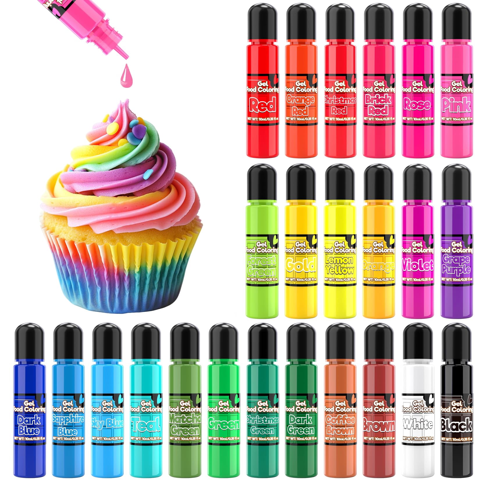 24 Colors Gel Food IEF31 Coloring Set, 8.4 Fl. Oz, Concentrated Food ...