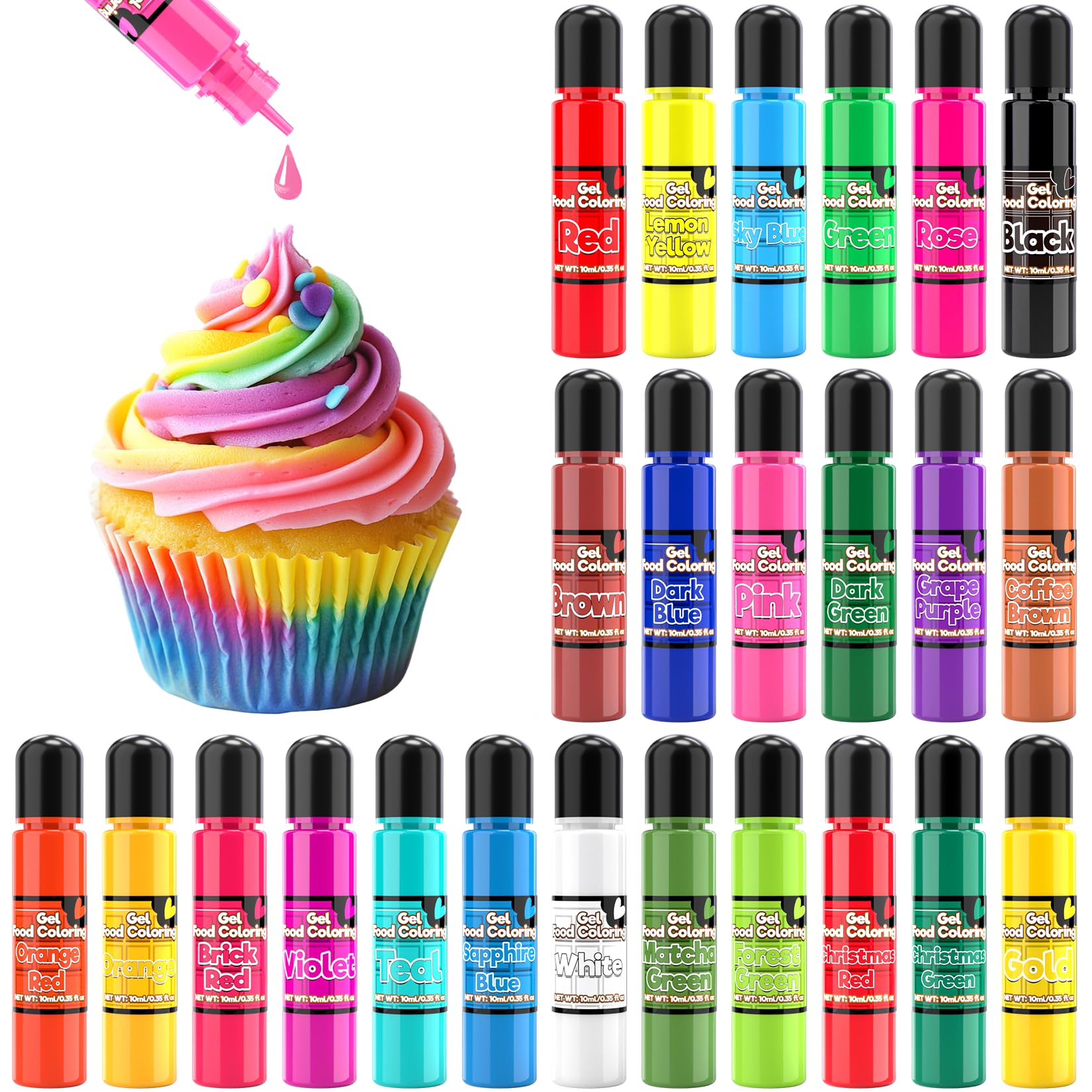 24 Colors GelUMRT Food Coloring Set, Concentrated Food Coloring Gel for ...