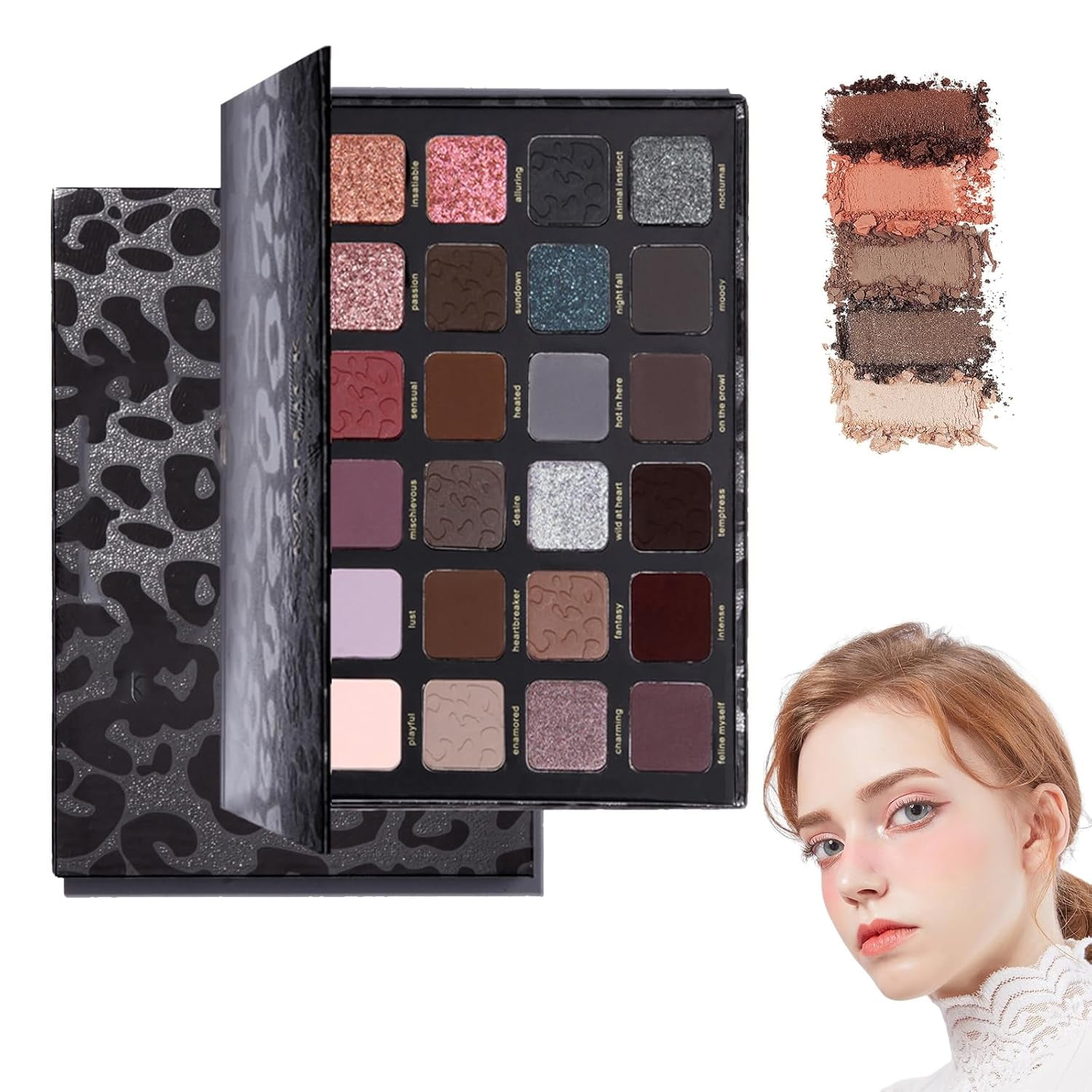 24 Colors Leopard Long Lasting Glamorous Eyeshadow Palette, 24-Color Leopard Eye Shadow Palette ...