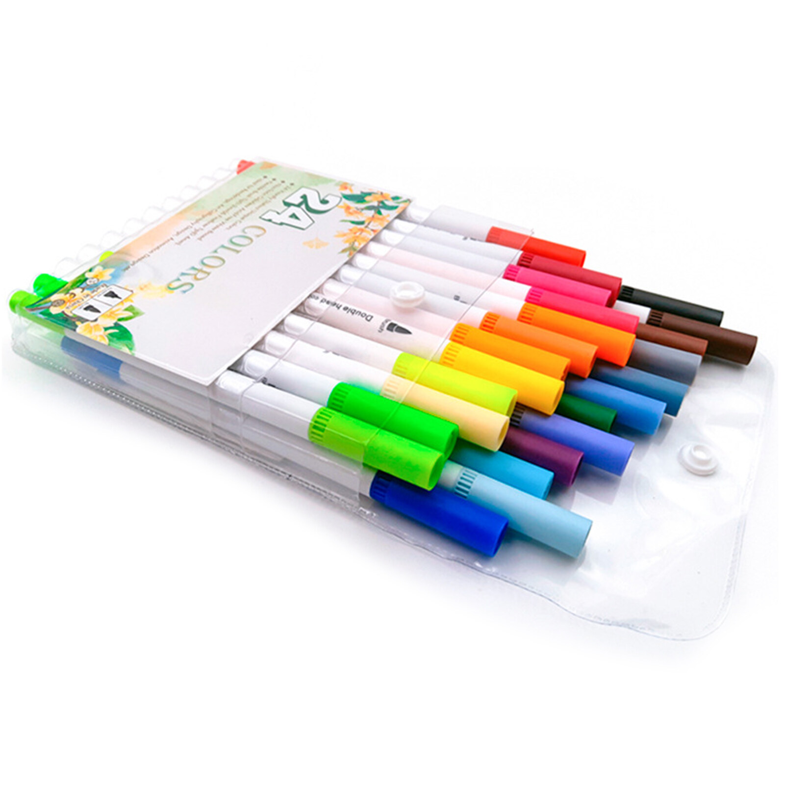24 Colors Markers Set Double Tipped Colored Pens Fine Point Art Markers ...