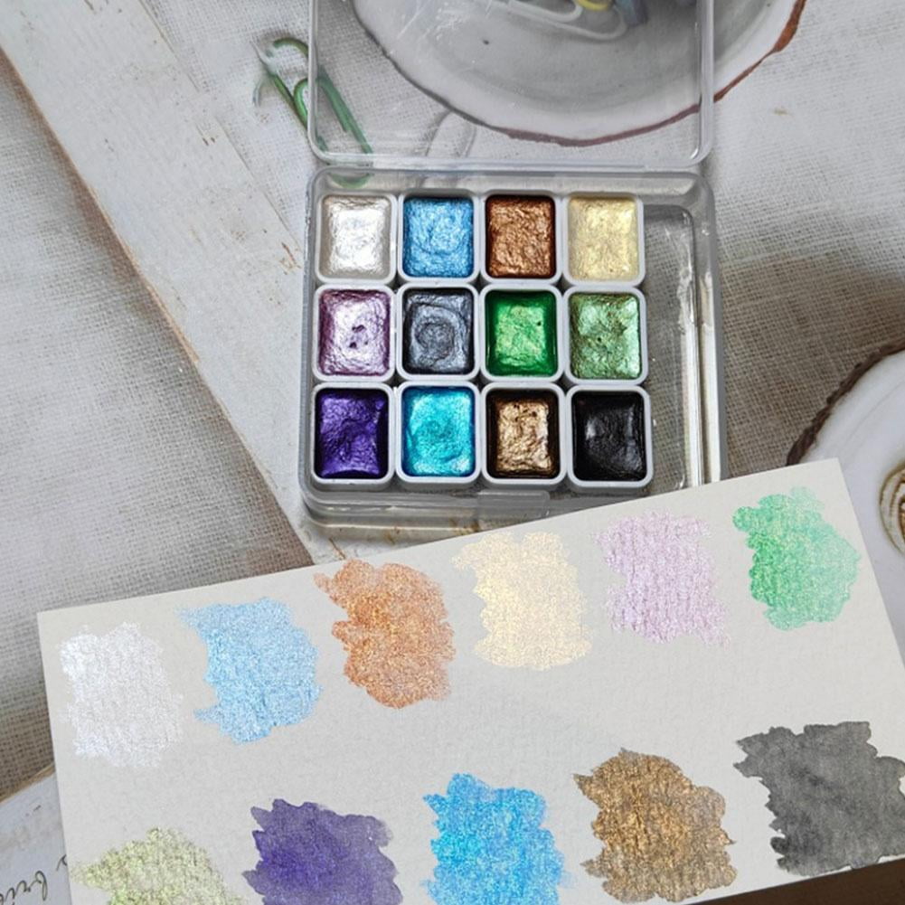 24 Colors Metall Watercolour Paints, Watercolor Painting Set, Glitter ...