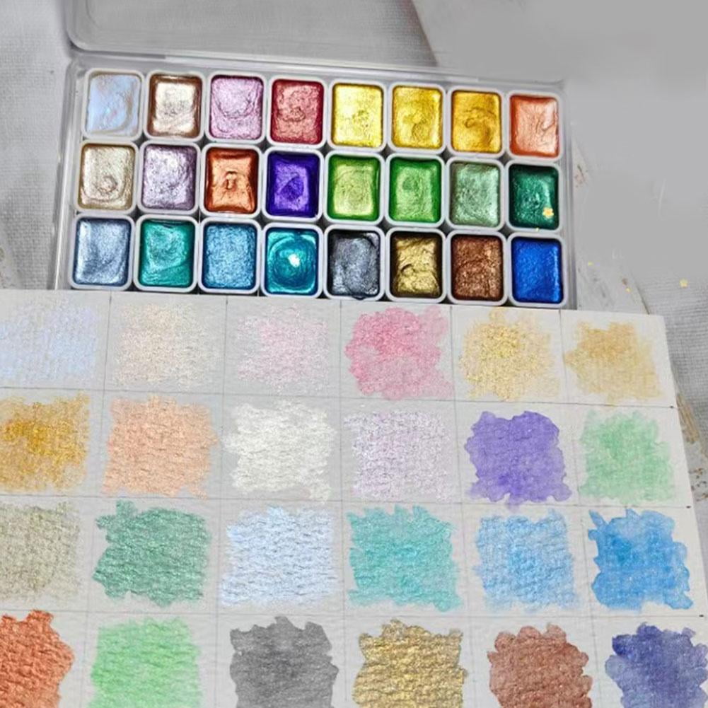24 Colors Metall Watercolour Paints, Watercolor Painting Set, Glitter ...