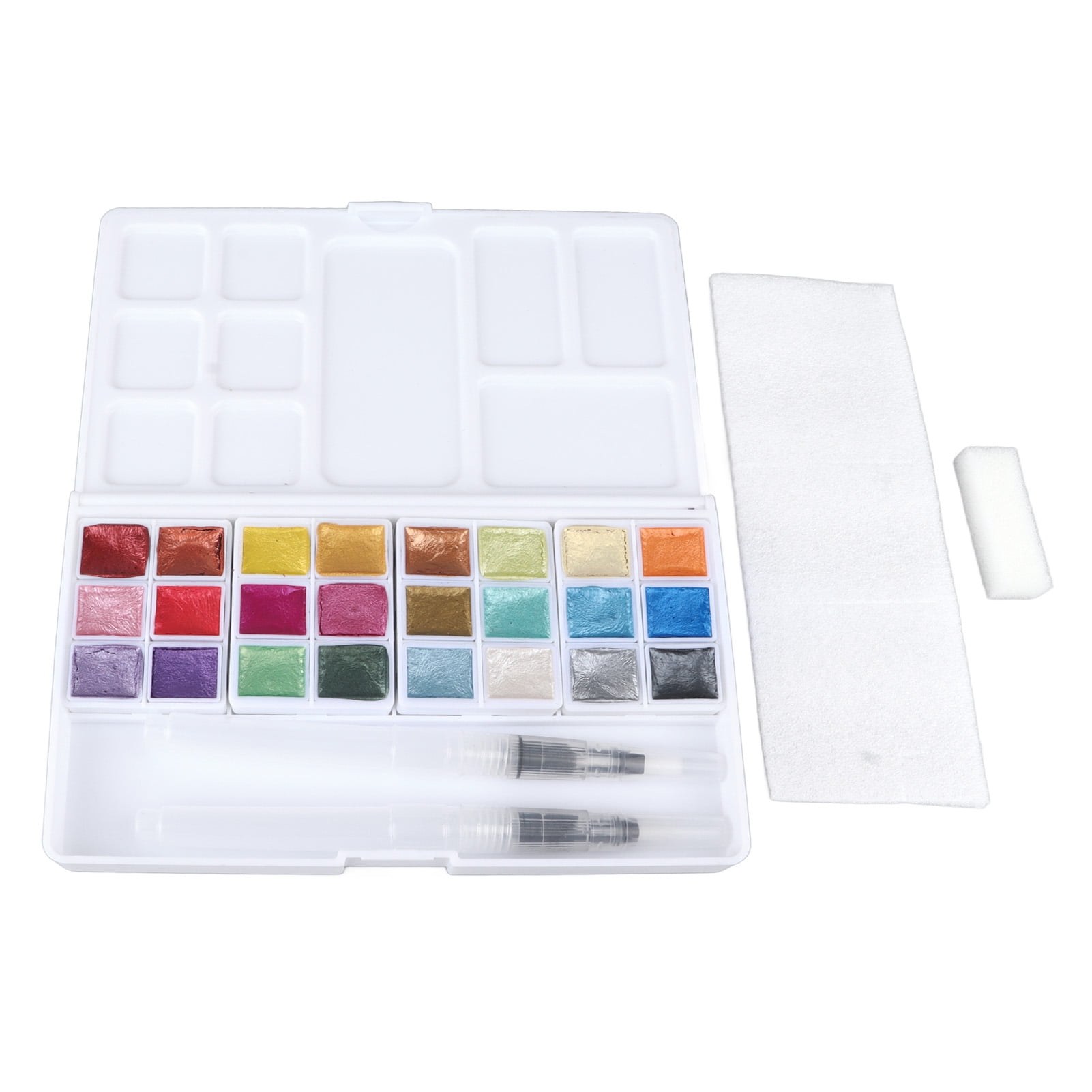 24 Colors Metallic Watercolor Paints Set Safe Easy Color Mixing Solid ...