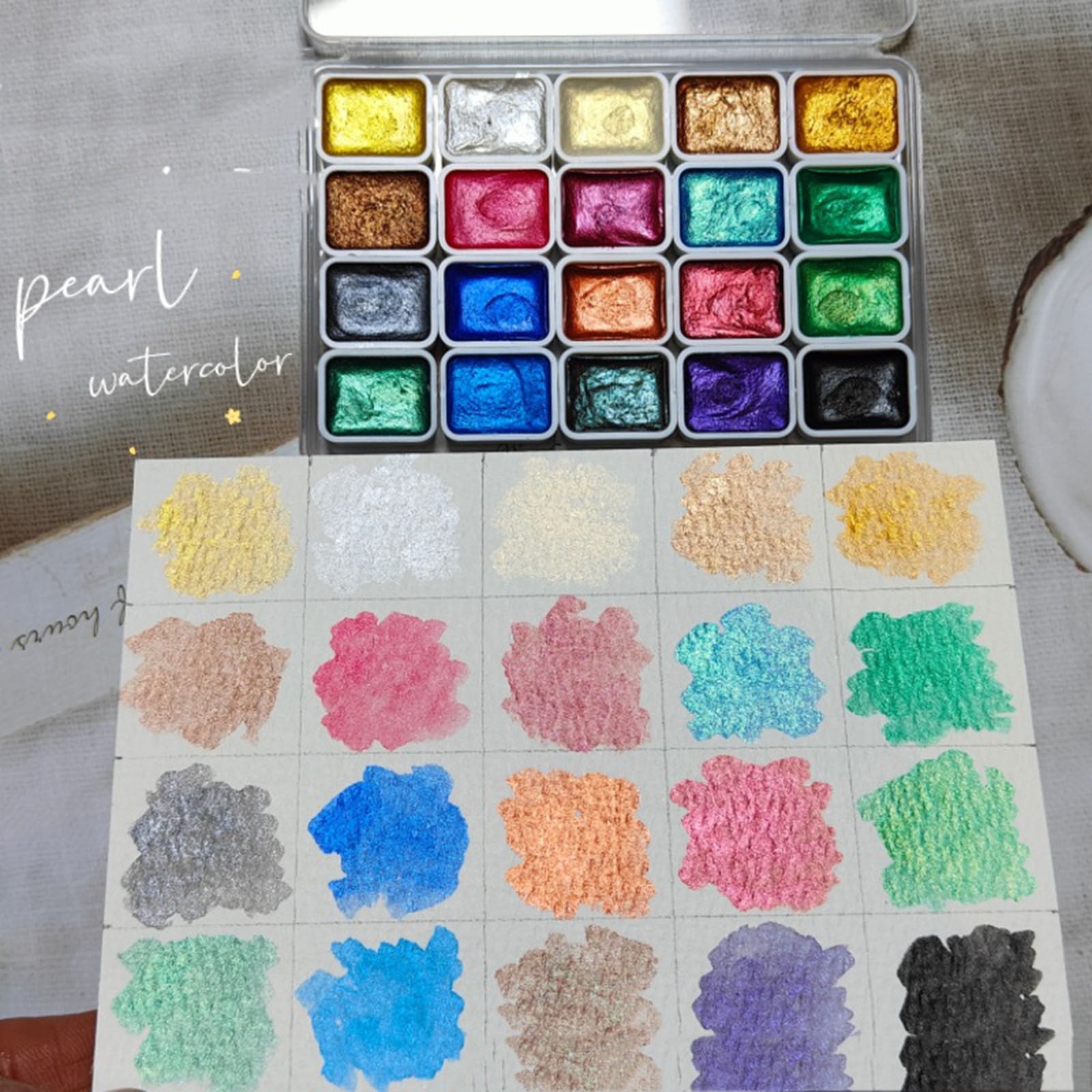 Christmas Clearance 24 Colors Pearl Solid Watercolor Paint Set - High ...
