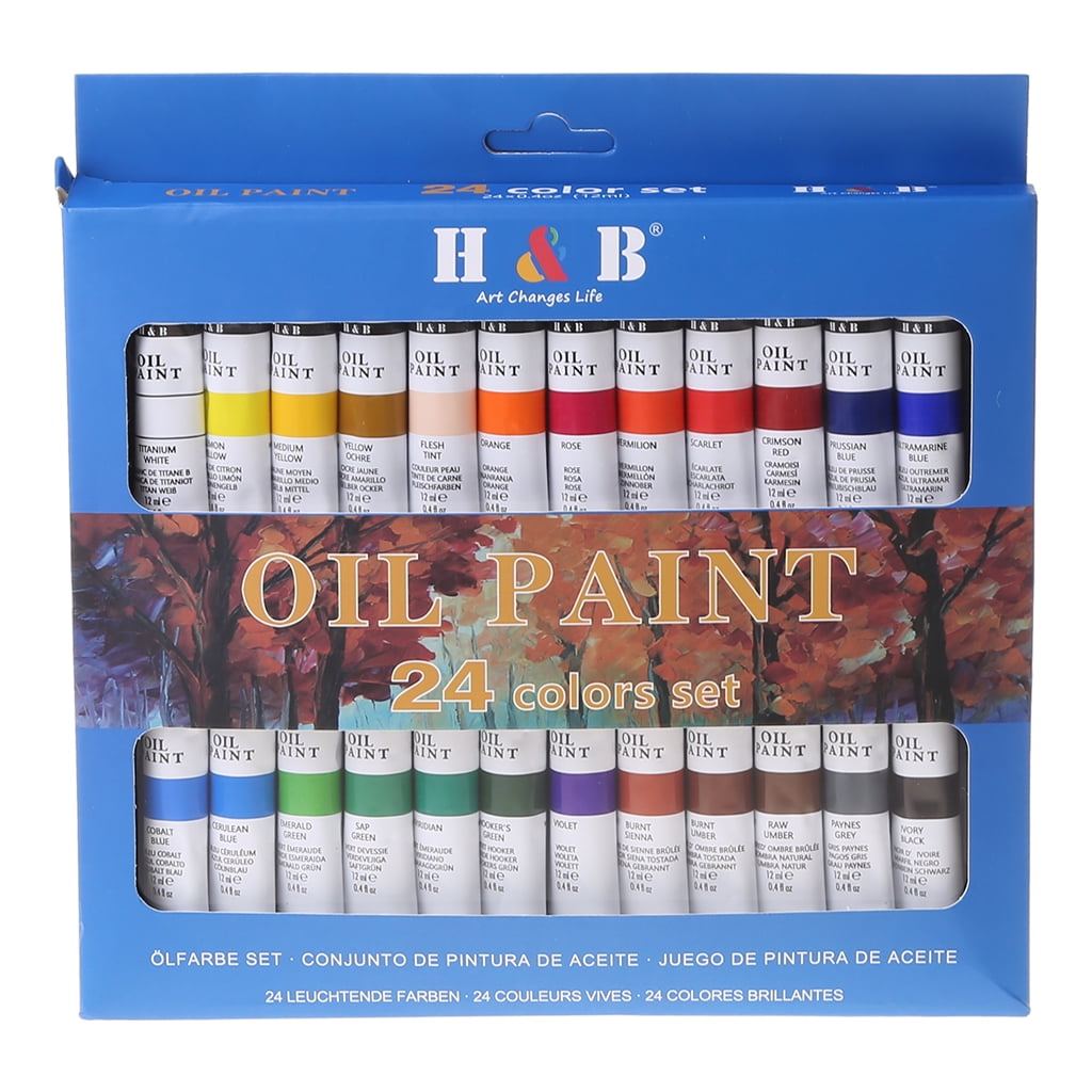 24 Colors Professional Oil Painting Paint Drawing Pigment 12ml Tubes ...