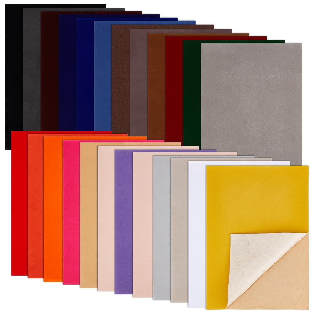 24 Colors Self-Adhesive Velvet Flocking Liner Sheet 11.6x7.8inch DIY ...