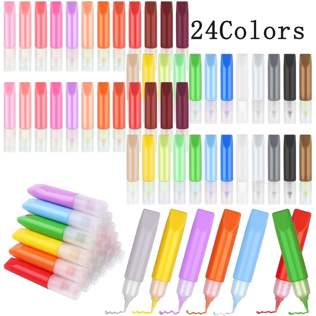 24 Colors Suncatcher Paint Pens,Tutuviw Acrylic Pigment Pens,Neon ...