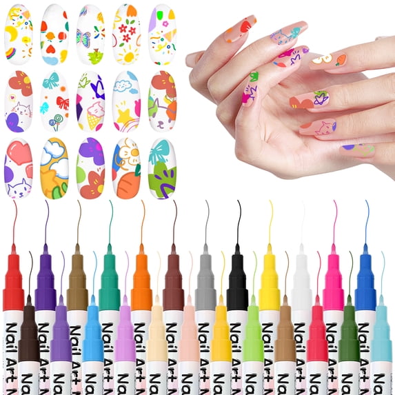 24 Colours Nail Art Pens Set Nail Art Markers Doodle Pen for DIY Nail ...