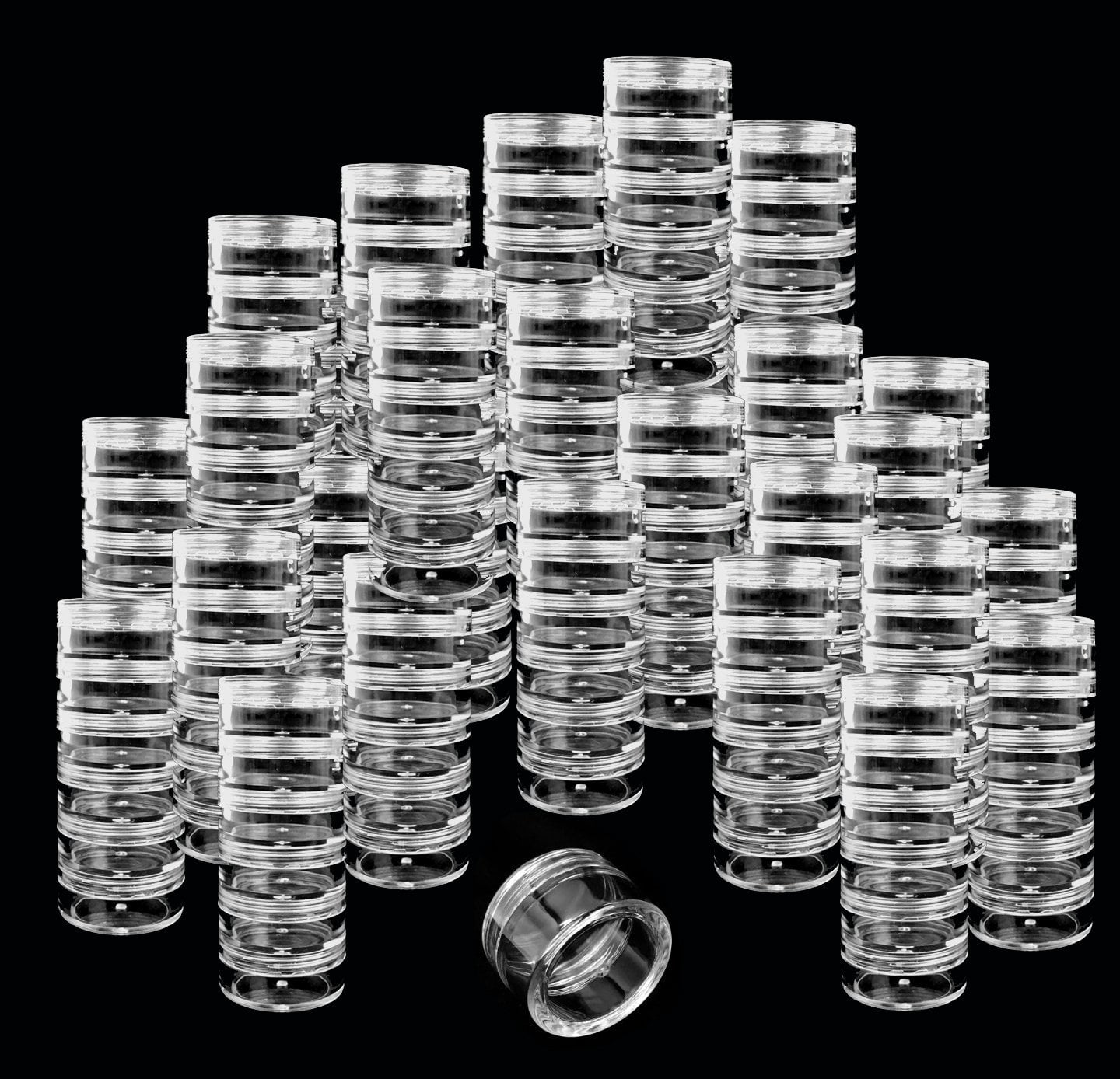 24 Colums (144pcs) - 5G/5ML Trasparet Stackable Jars - Roud Plastic ...