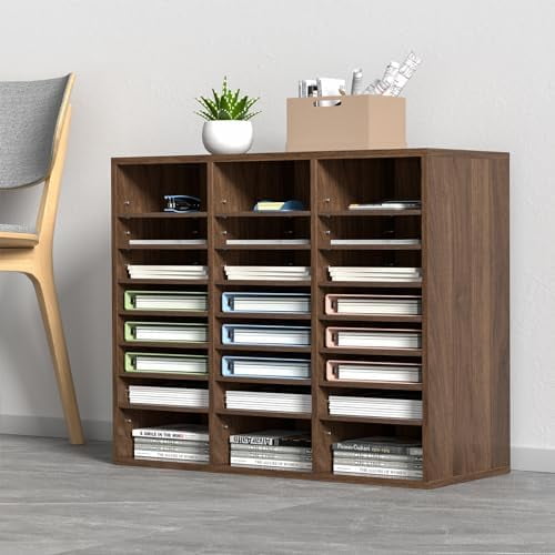 24-Compartment Office Mailbox, Adjustable Shelves, Wood Literature ...