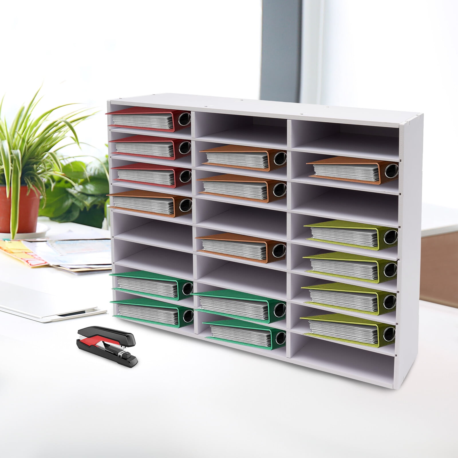 24 Compartments Literature Organizer File Sorter Paper Storage Holder ...