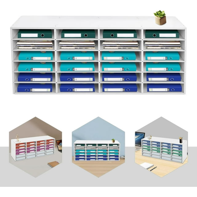 24 Compartments Literature Organizer Mailbox,Desktop File Sorter Mail ...