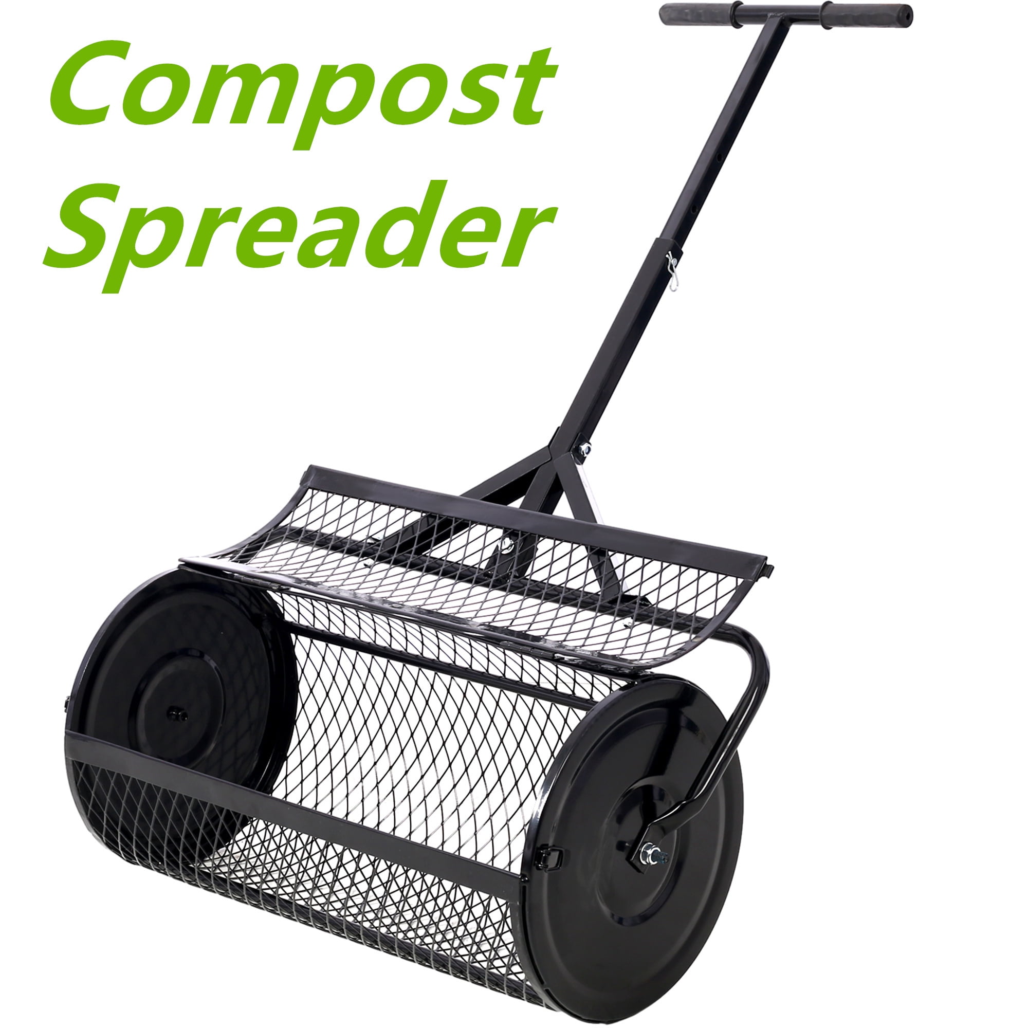 24" Compost Spreader, Steel Peat Moss Spreader, Lawn Spreader with ...