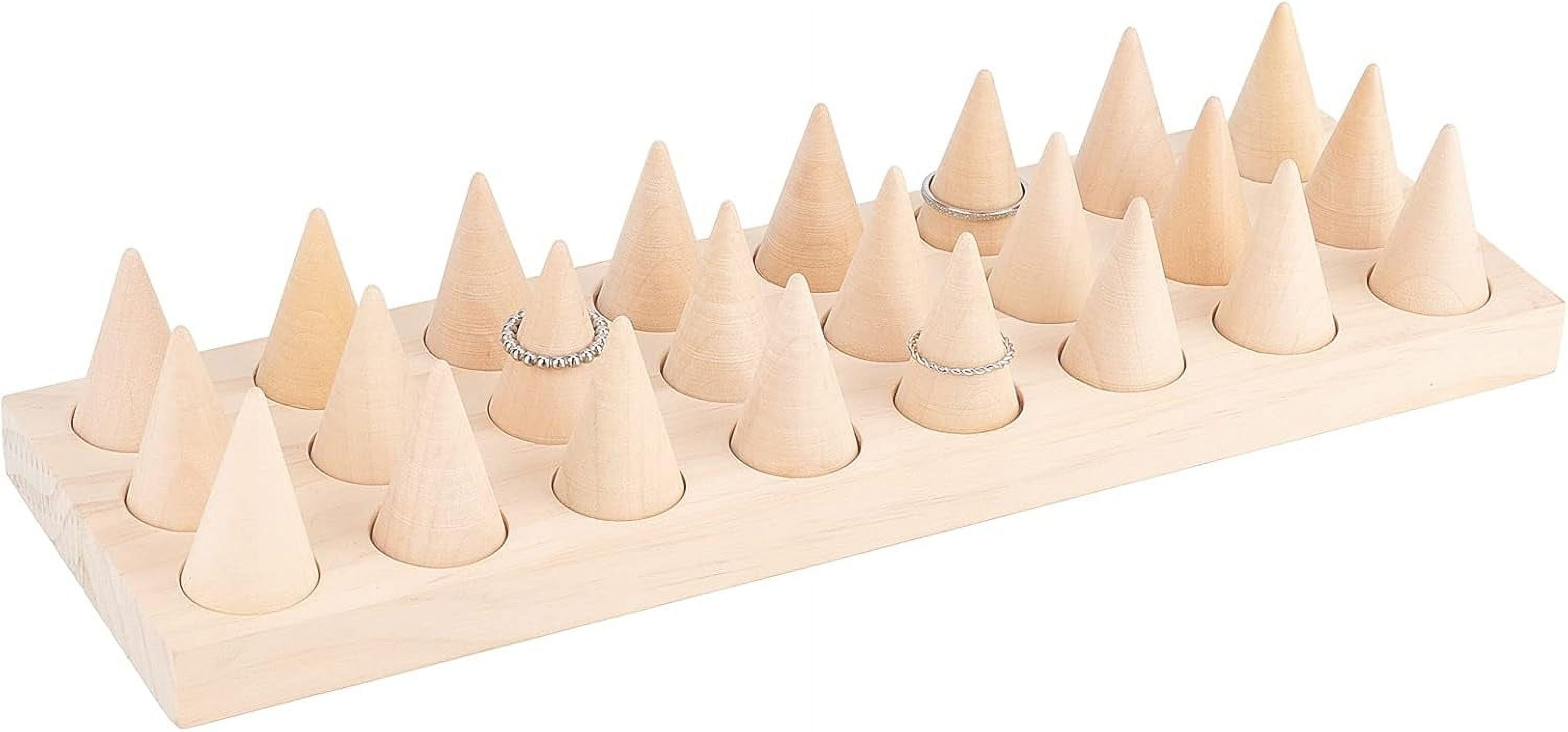 24-Cone Wooden Tower Ring Display Stand - Counter Top Jewelry Holder 11 ...