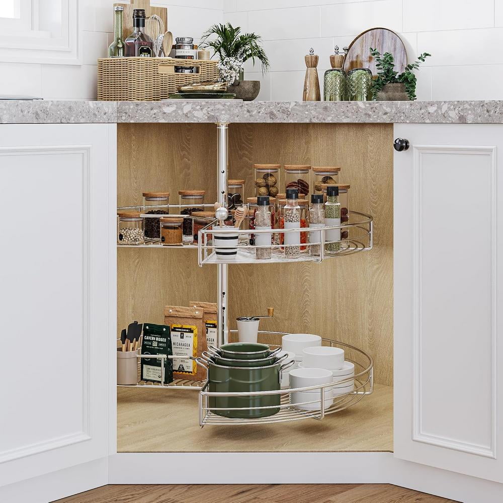 24" Corner Cabinet Lazy Susan - Turntable for Kitchen, Adjustable ...