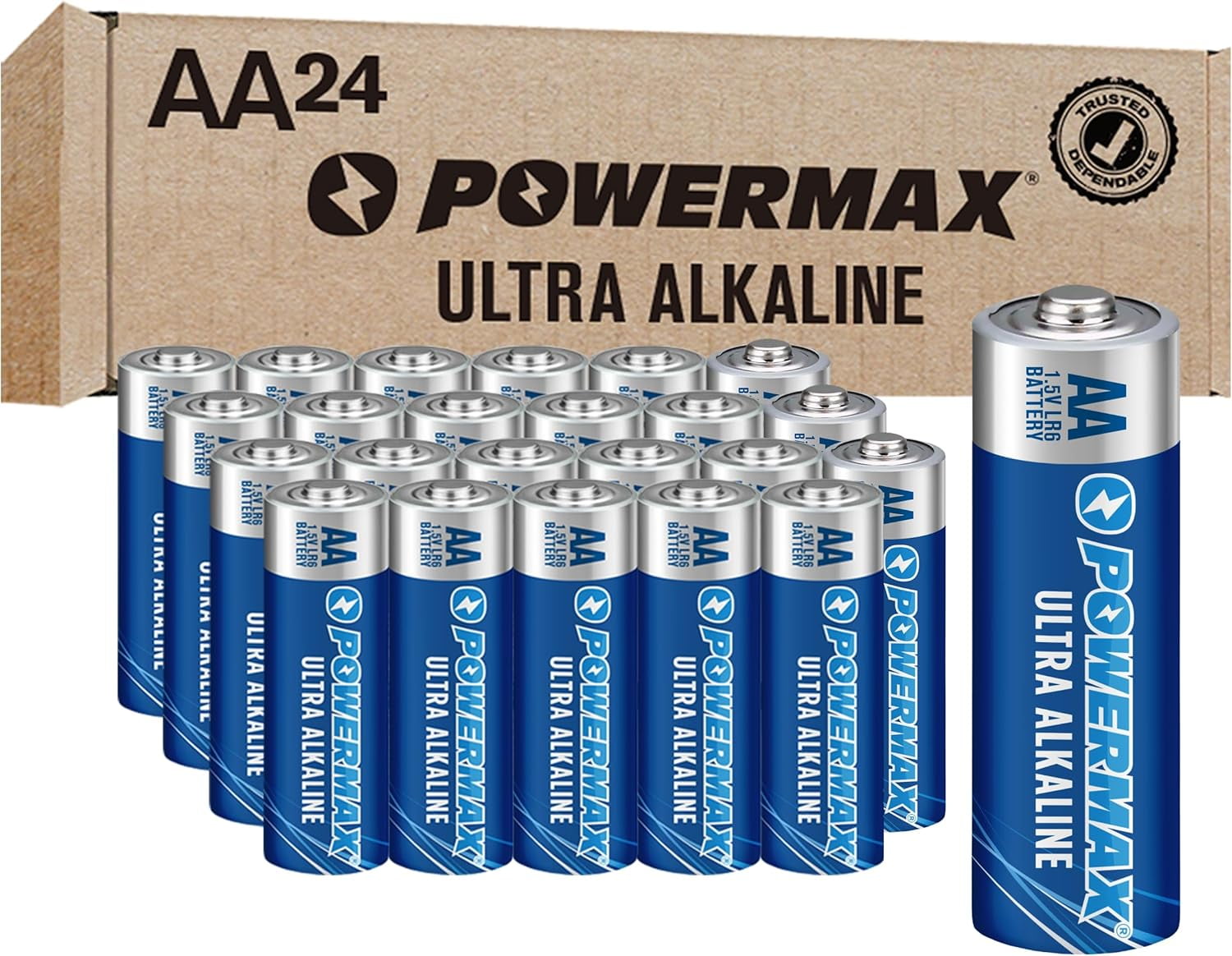 24-Count AA Batteries, Ultra Long Lasting Alkaline Battery, 10-Year ...