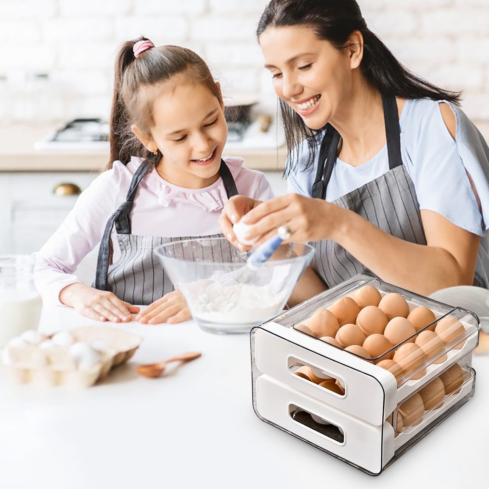 24-Count Automatic Rolling Egg Organizer for Refrigerator - BPA-Free ...