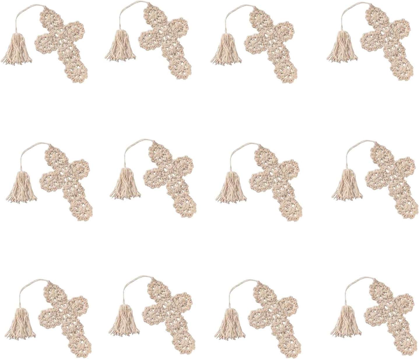 24 Count Bulk Set of Starched Cotton Crocheted Cross Bookmarks with ...