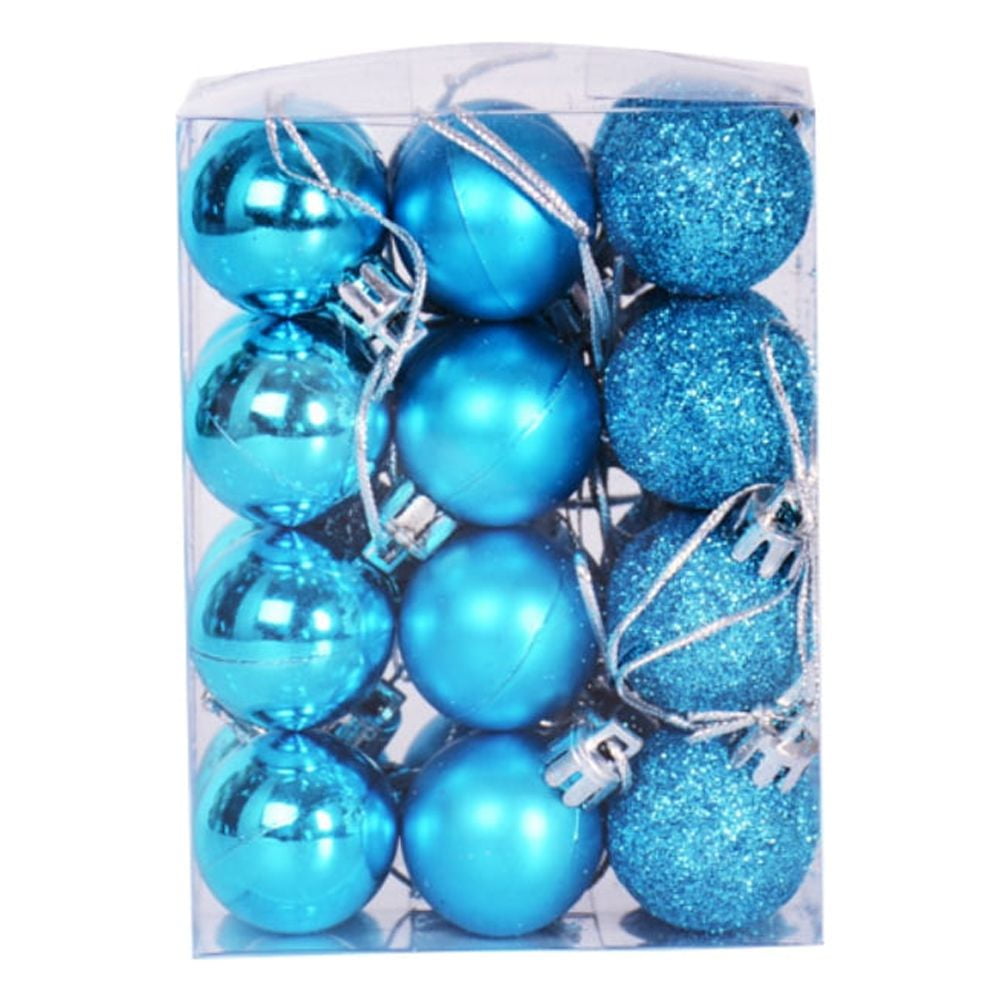 24 Count Christmas Baubles Glitter Chic Round Christmas Balls Ornament ...