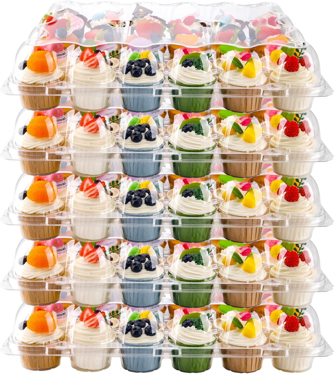 24 Count Cupcake Containers 5 pack Cupcake Holders Plastic Clear ...