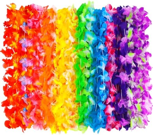 24 Count Hawaiian Leis, Luau Party Decorations Hawaii Silk Flower Lei ...