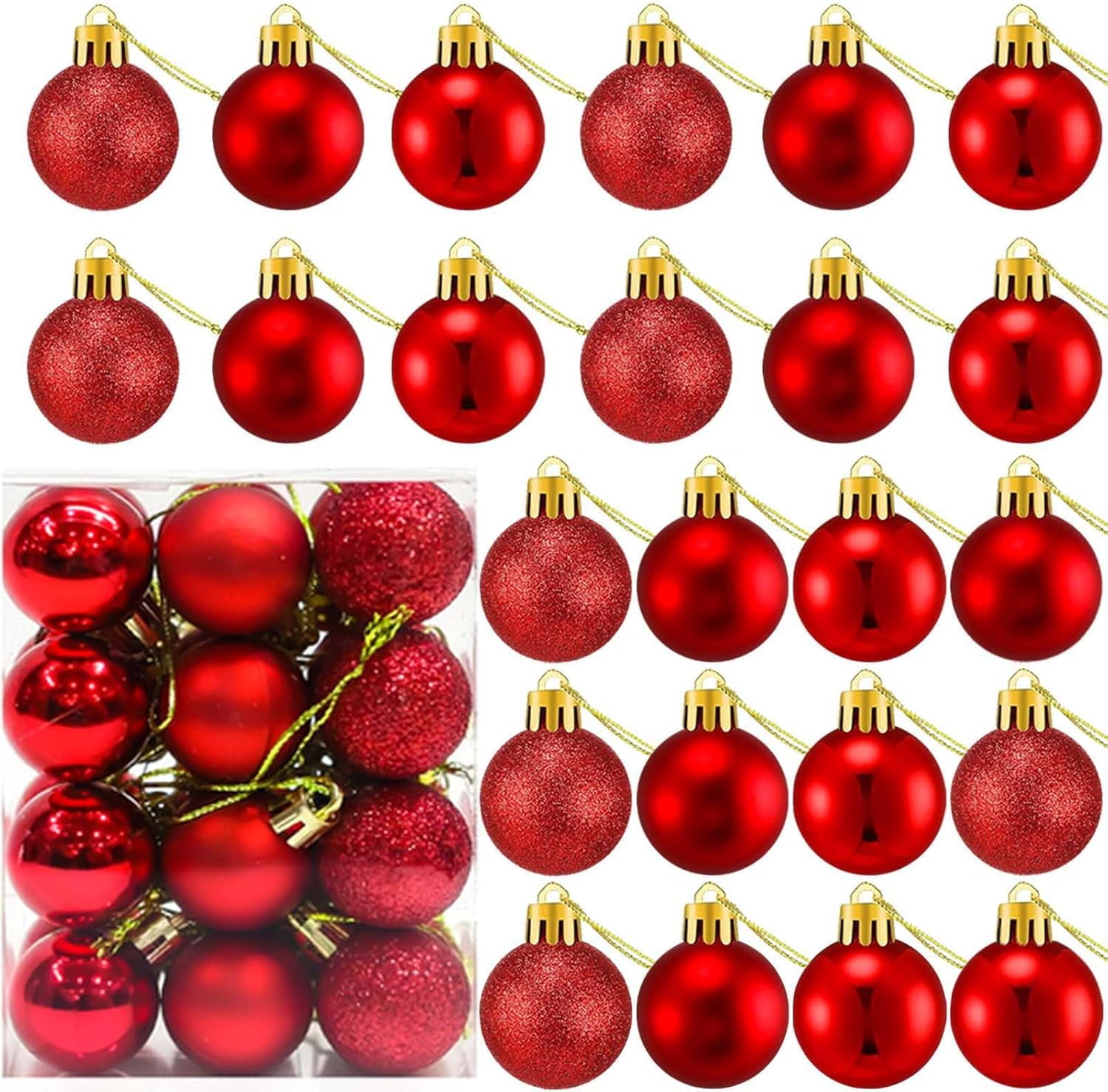 24 Count Mini Pink Ornaments for Mini Christmas Tree, Small ...