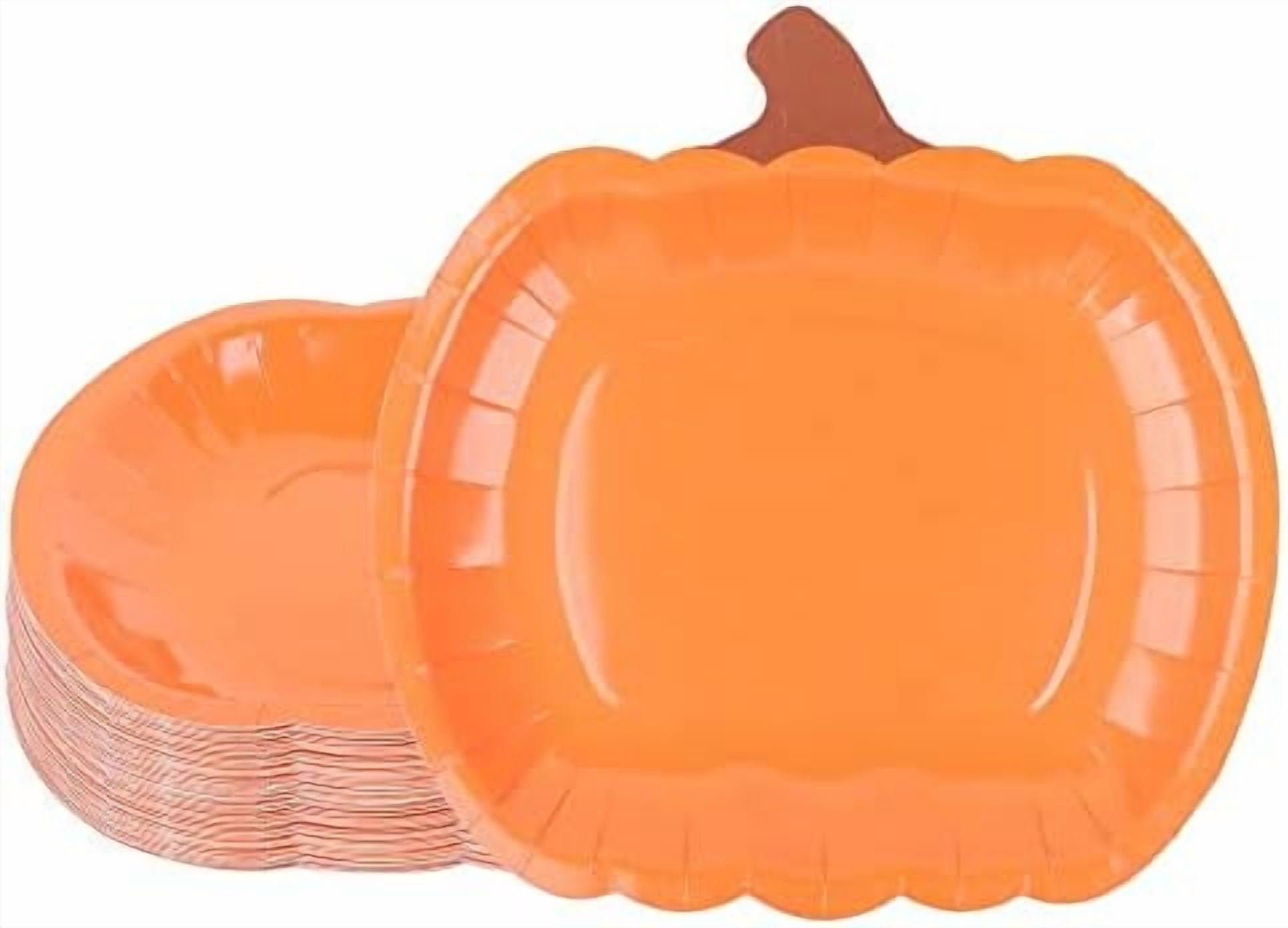 24 Count Pumpkin Paper Plates Fall Disposable Plates 9 Inch ...