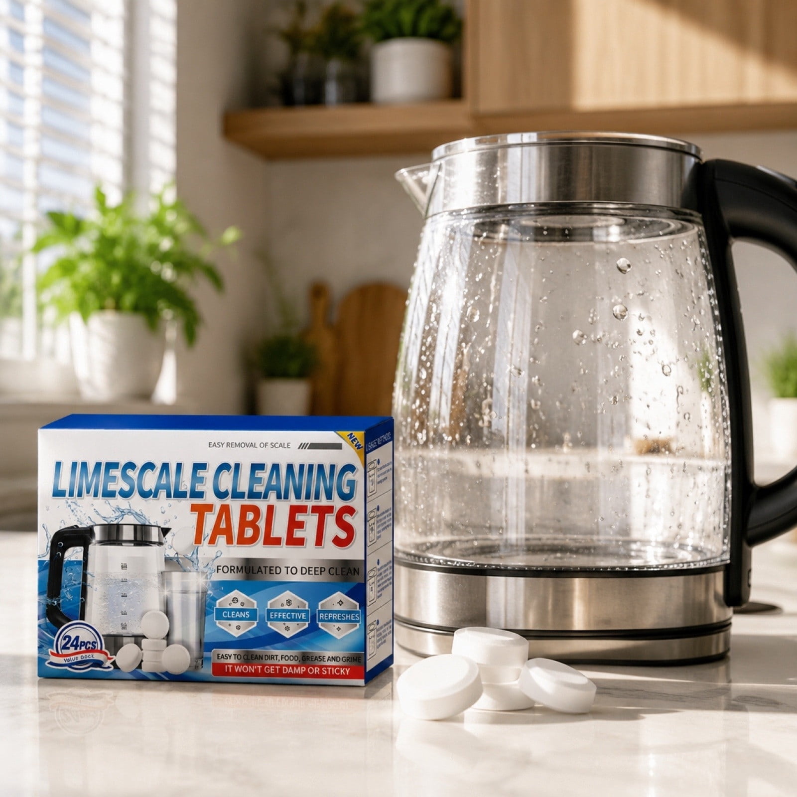 24 Count Tablet Cleaner For Kettle And Water Cup Descaling And ...