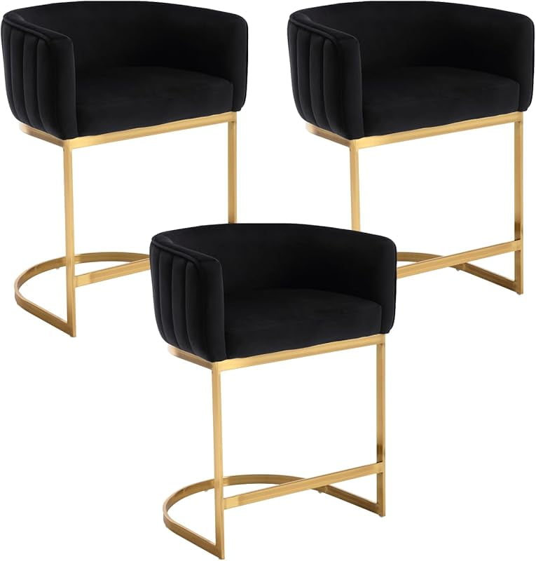 24" Counter Height Bar Stools for Kitchen Island Modern Comfy Velvet ...