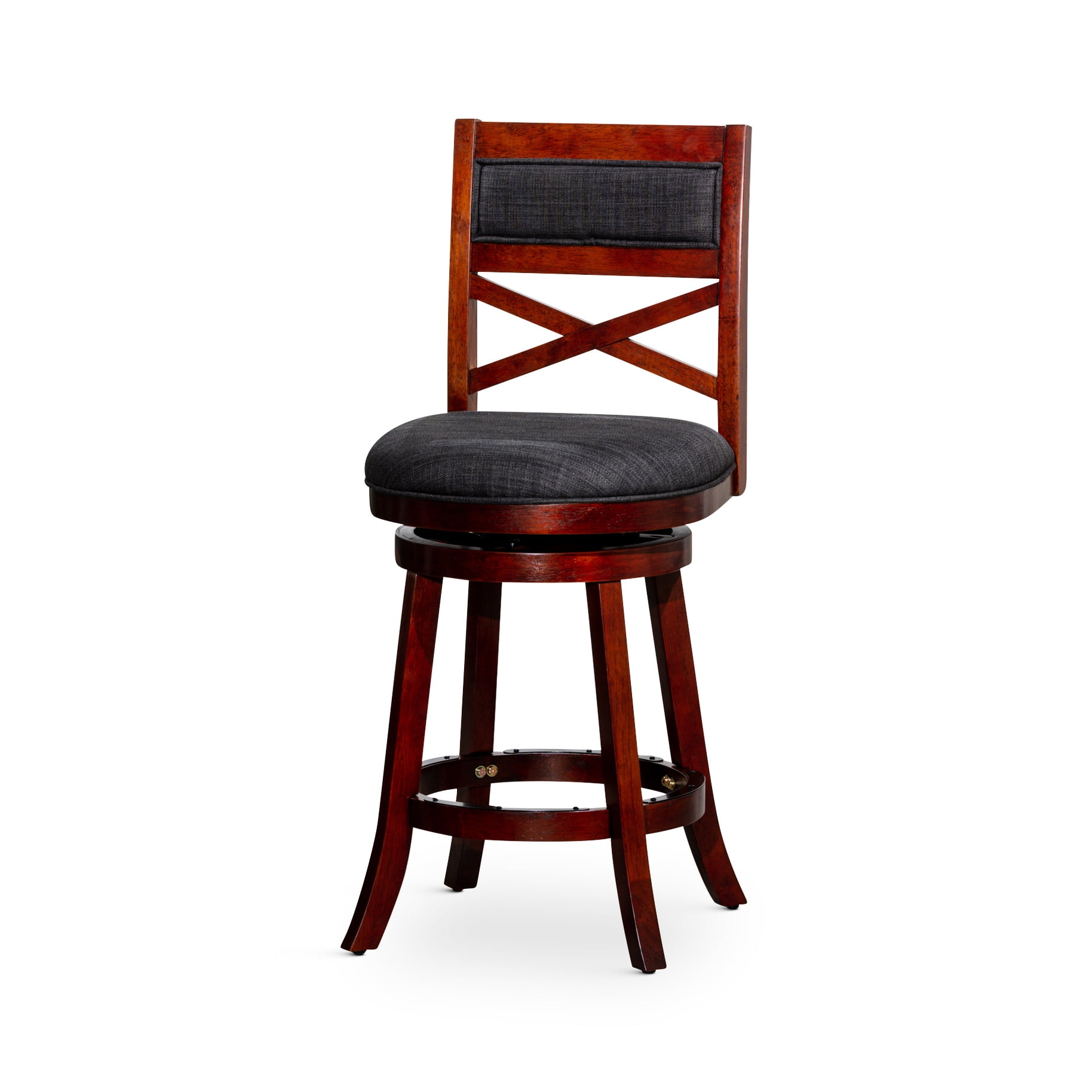 24" Counter Height Swivel Stool With Industrial Mechanism, Cherry ...